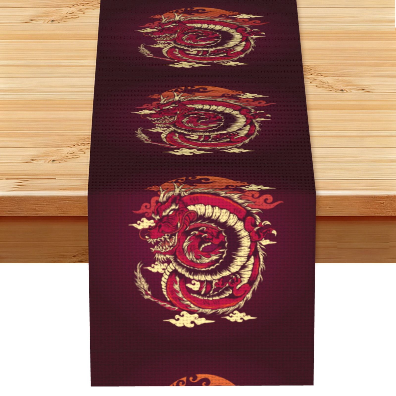 Red Dragon Cloud Japan Traditional Table Runner 13x72 Inch for Dining ...