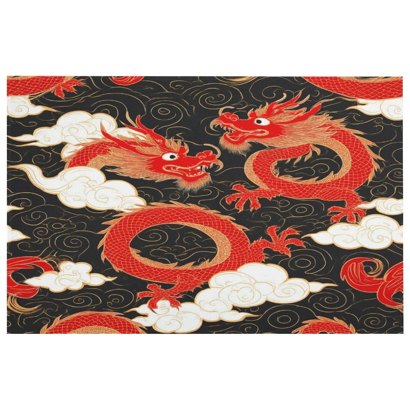 Red Dragon Clouds Fabric Adult Home Decor Bedroom Living Room Crystal ...