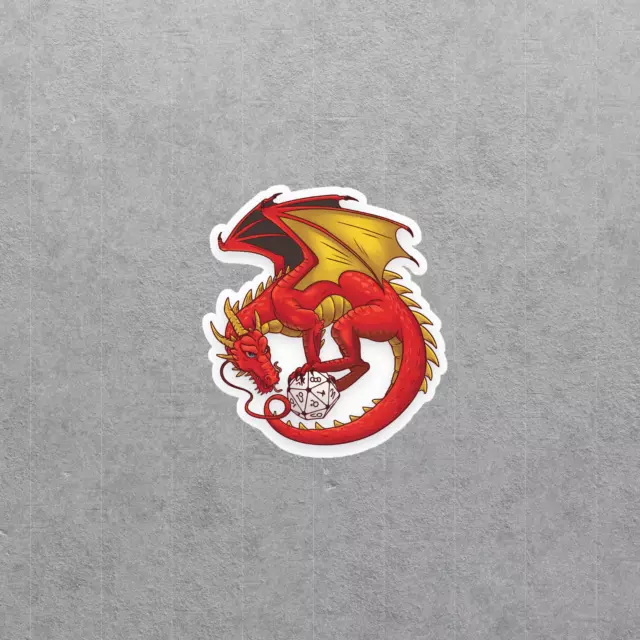Red Dragon D20 Dice Sticker - Dnd Rpg Gaming Decalphone Decal Water ...
