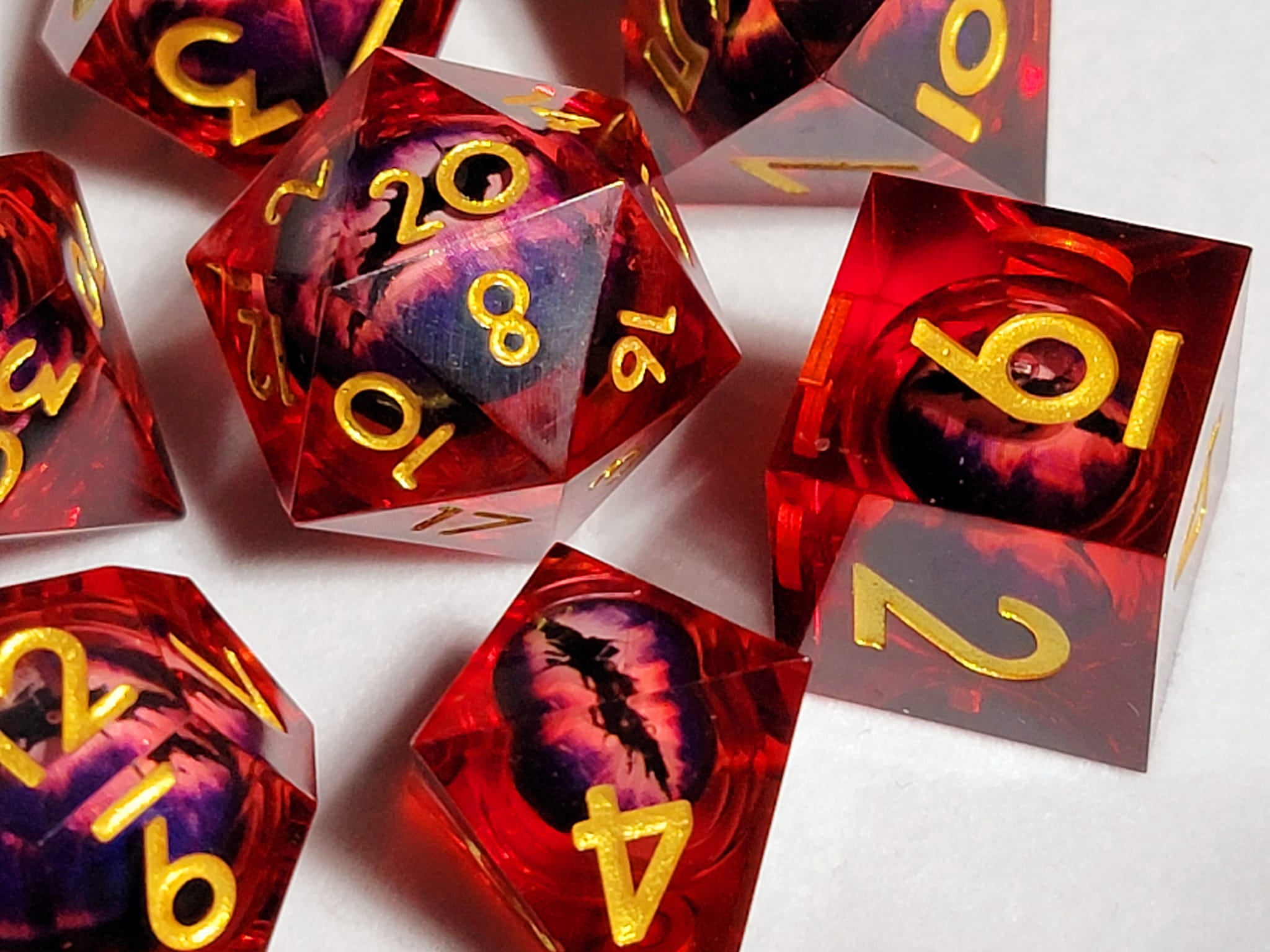 Red Dragon Eye Liquid Core Resin DnD Dice Set | Dungeons and Dragons ...