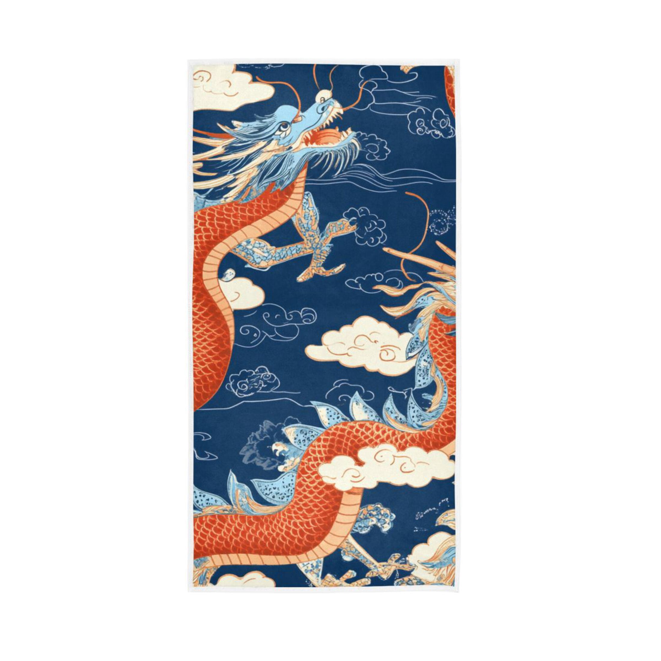 Red Dragon Pattern Face Towel Absorbent Hand Towels Bath Sport Gym ...
