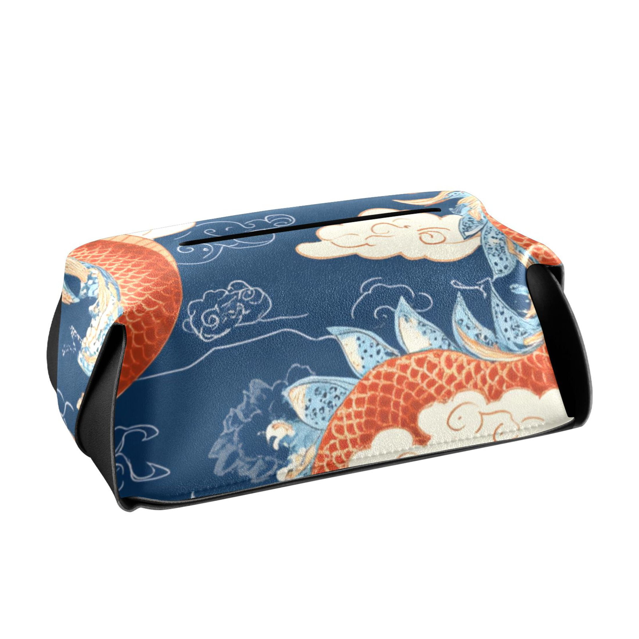 Red Dragon Pattern Tissue Box Cover Leather Square Rectangle Tissue Box ...
