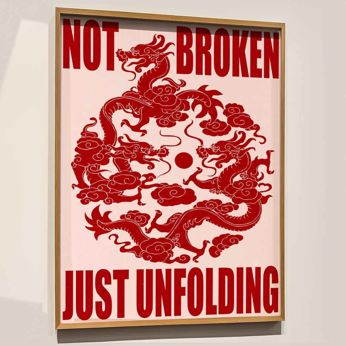 Red Dragon Poster, Asian Myth Art, Eclectic Print, Maximalist Decor ...