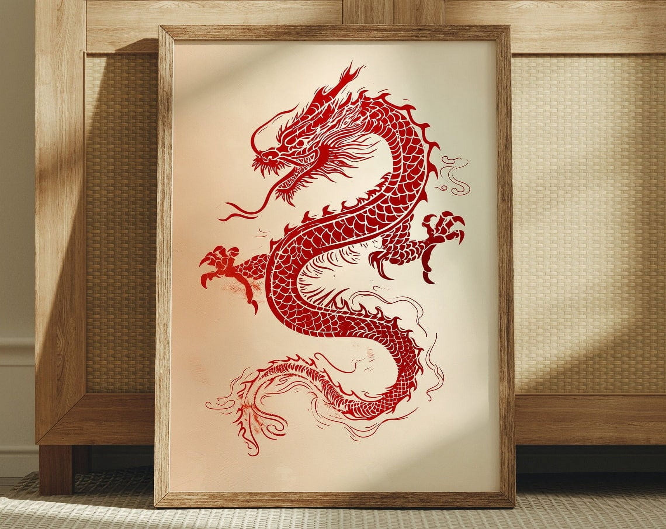 Red Dragon Poster, Japanese Wall Art, Japan Art, Japanese Art, Asian ...