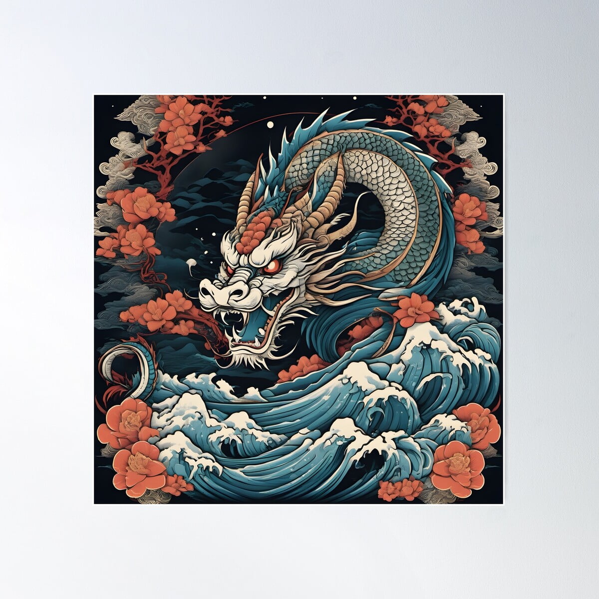 Red Dragon Poster Wall Art, Modern Wall Decor For Living Room Bedroom ...
