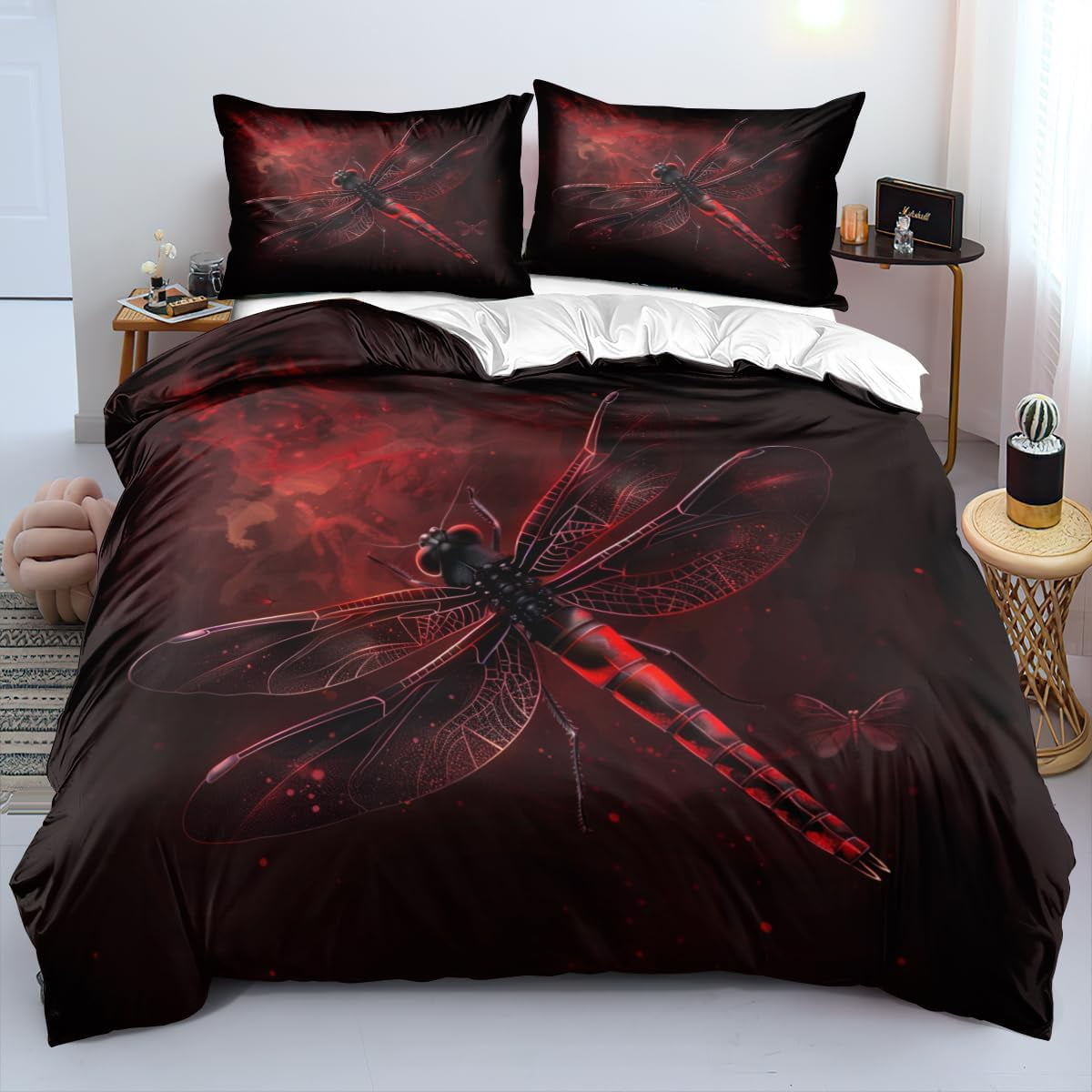 Red Dragonfly Comforter Cover Sets Tie Dye Dragonfly Duvet CoverSmoke ...