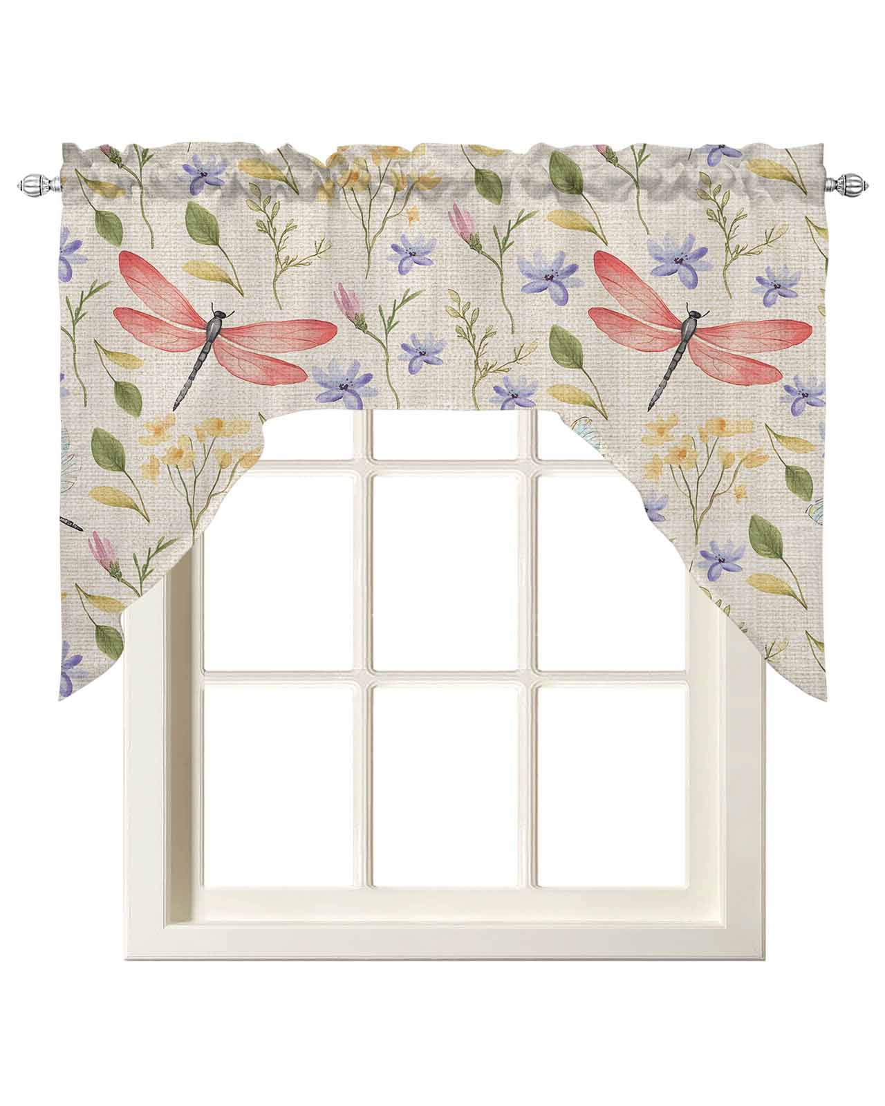 Red Dragonfly Kitchen Curtains Swag Valance for Windows/Bathroom/Cafe ...