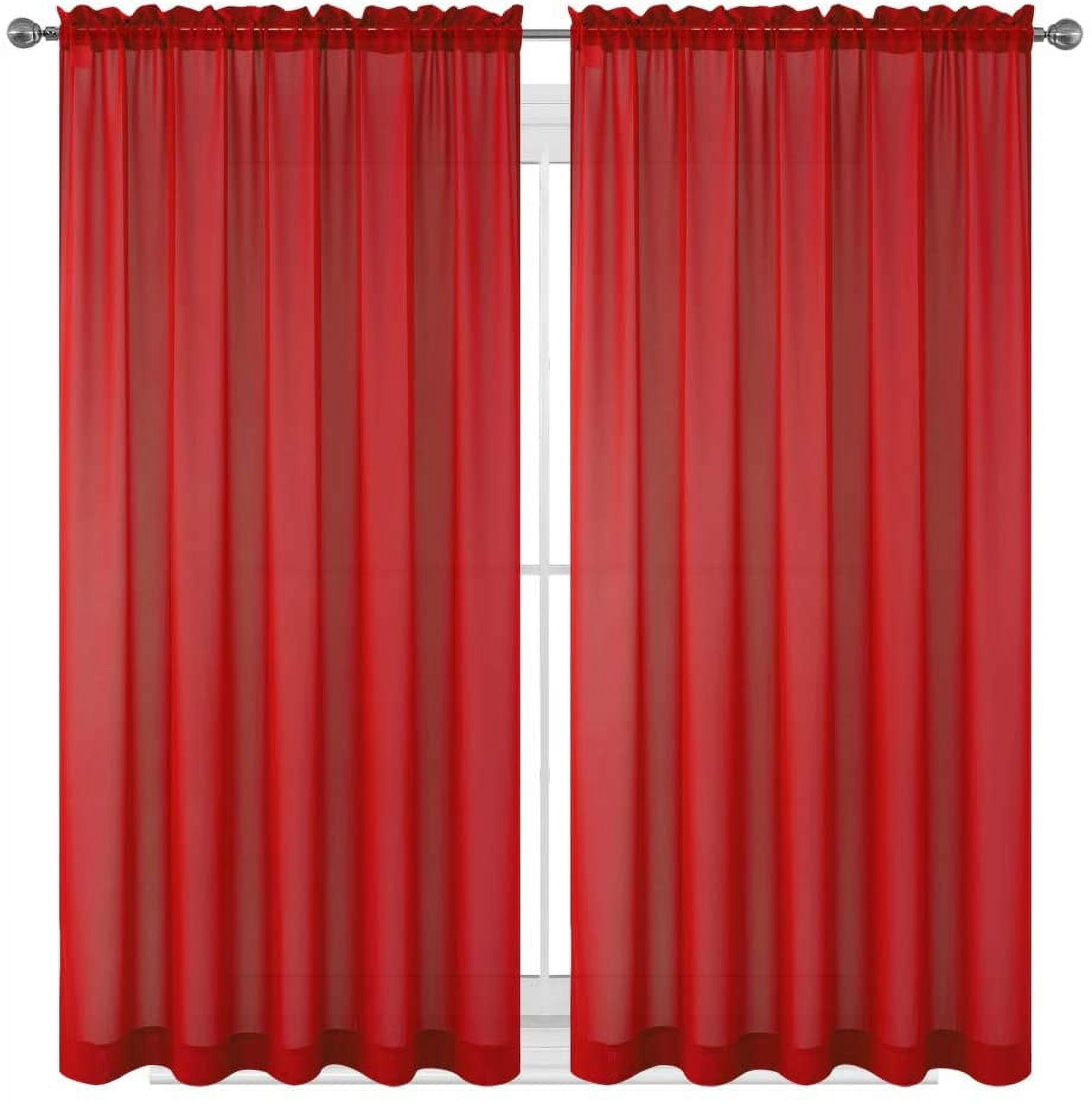 Red Drape/Panels/Scarves/Treatment Beautiful Sheer Voile Window ...