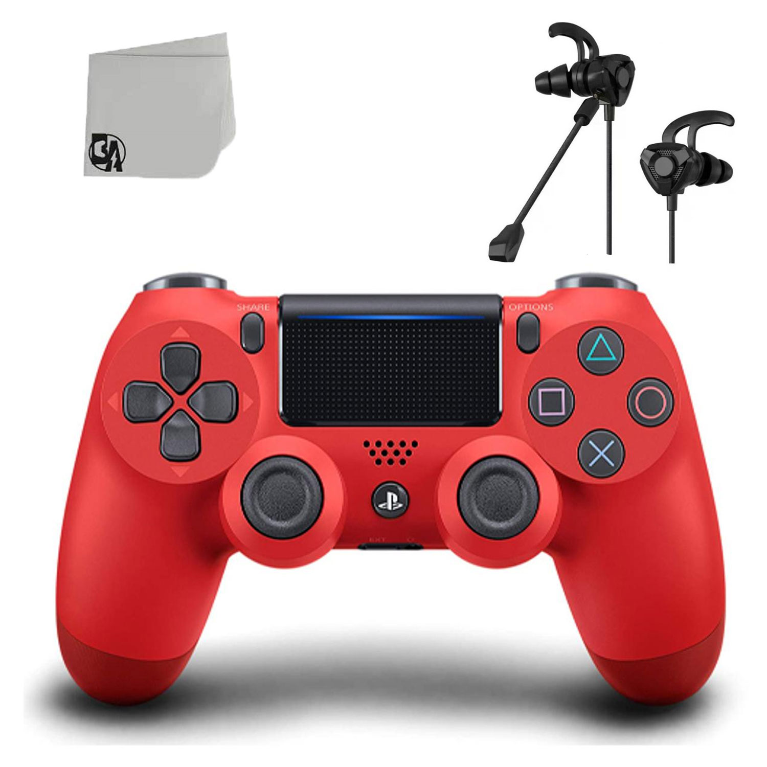 Red DualShock PlayStation 4 Wireless Controller Bundle - With Earbuds ...