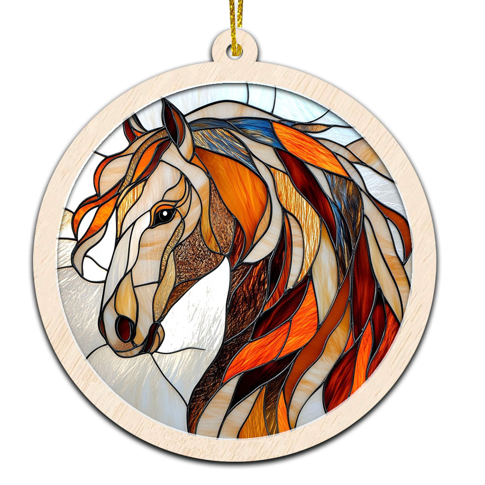 Red Dun Horse Stained Glass Suncatcher Ornament – Holiday Ornament with ...