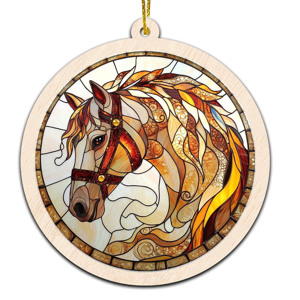 Red Dun Horse Stained Glass Suncatcher Ornament – Text Christmas 2025 ...