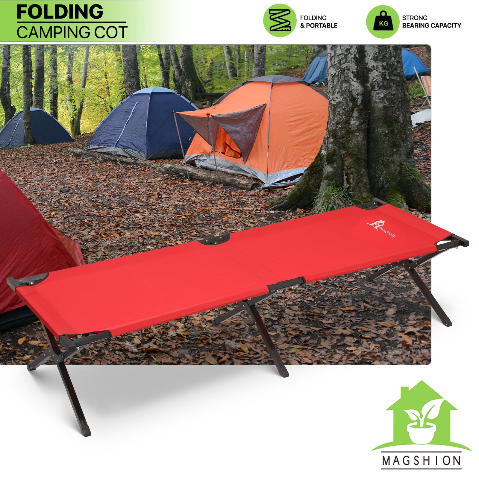 Red Durable Folding Camping Cot Outdoor Portable Reclining Military ...