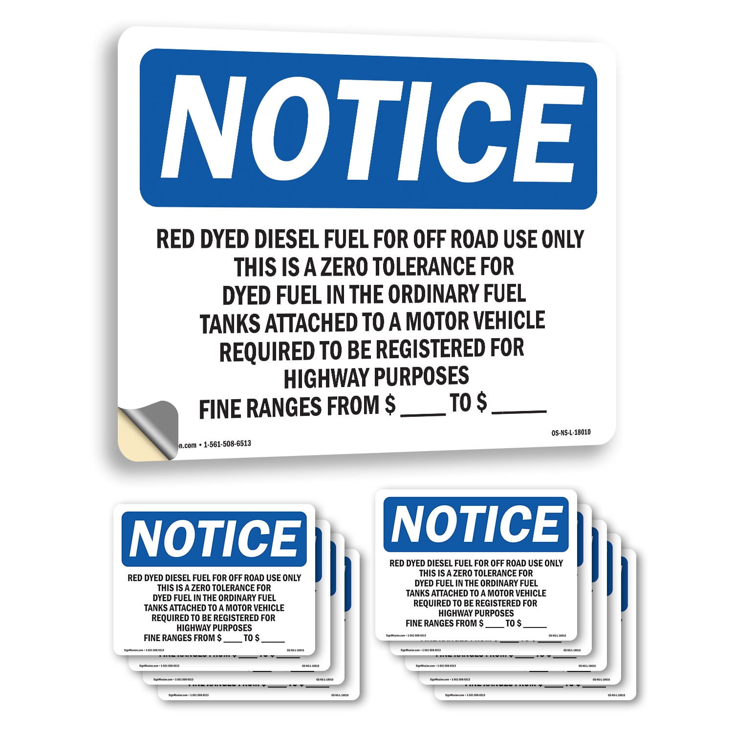 Red Dyed Diesel Fuel For Off Road Use Only OSHA Notice Vinyl Decal ...
