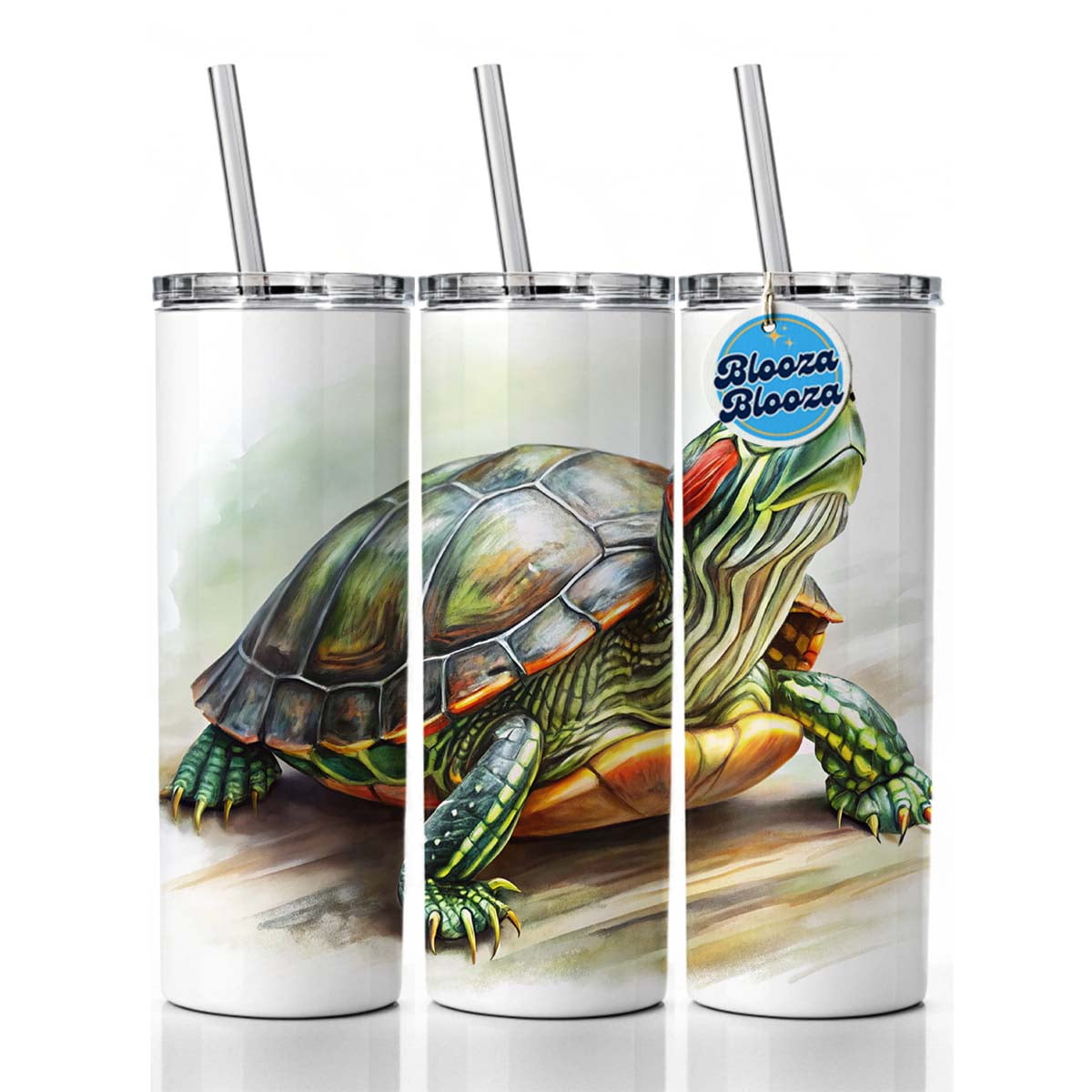 Red Eared Slider Turtle Watercolor 20oz Insulated Water Bottle Skinny ...