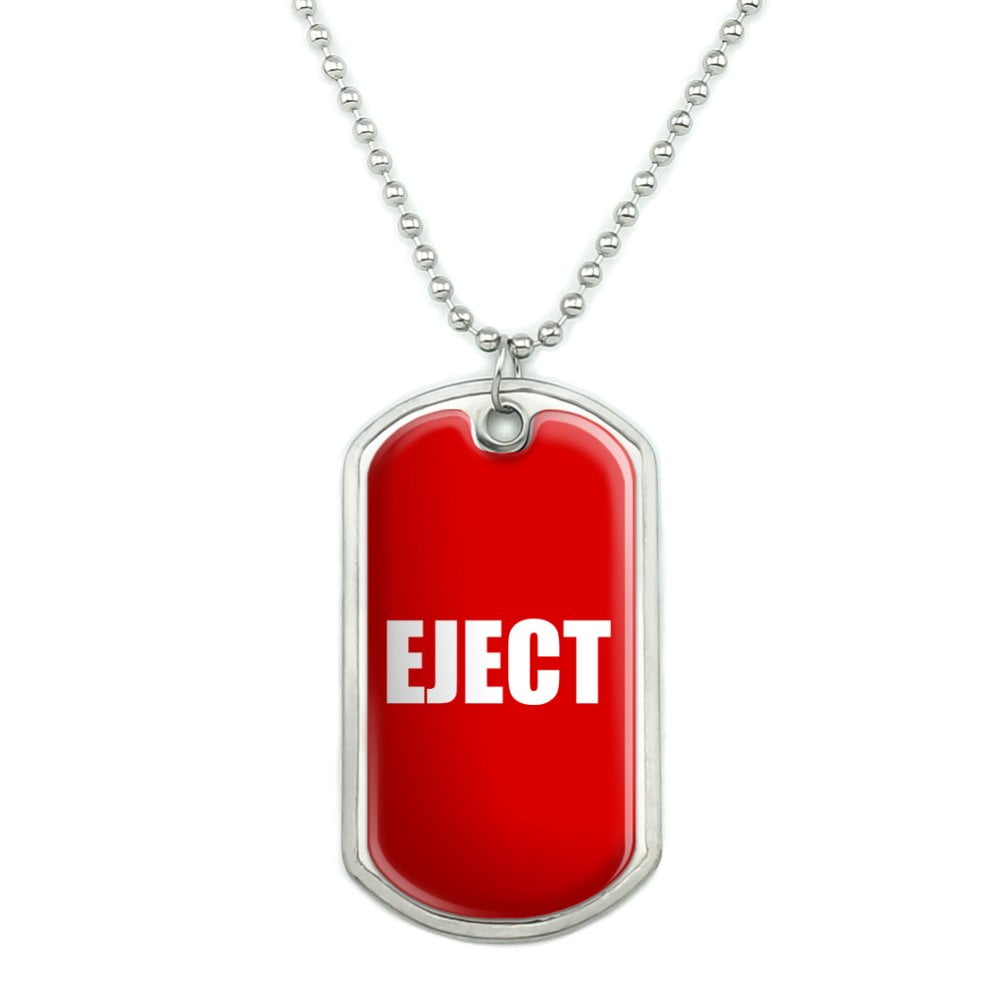 Red Eject Button Design Funny Military Dog Tag Pendant Necklace with ...