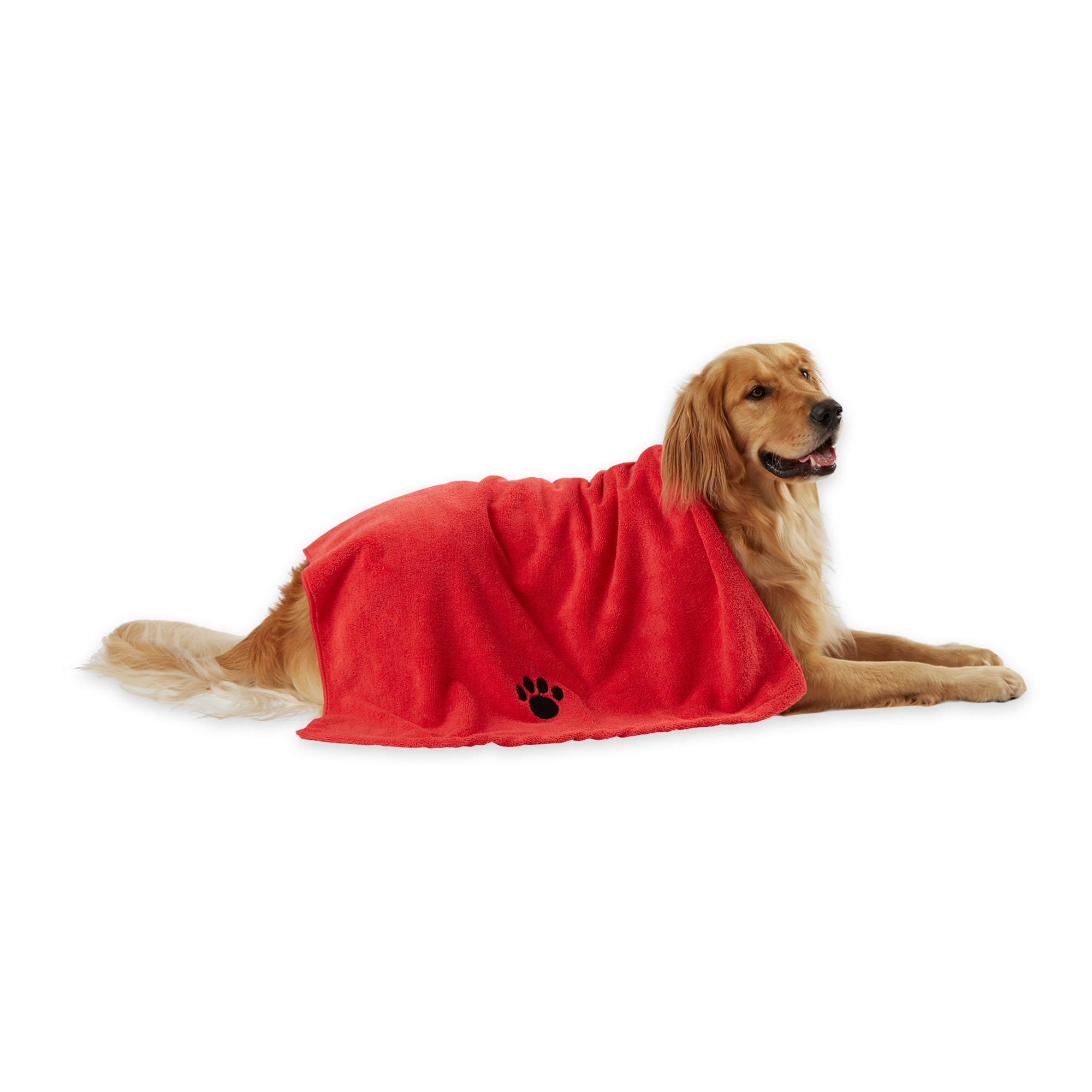 Red Embroidered Paw Pet Towel - Walmart.com