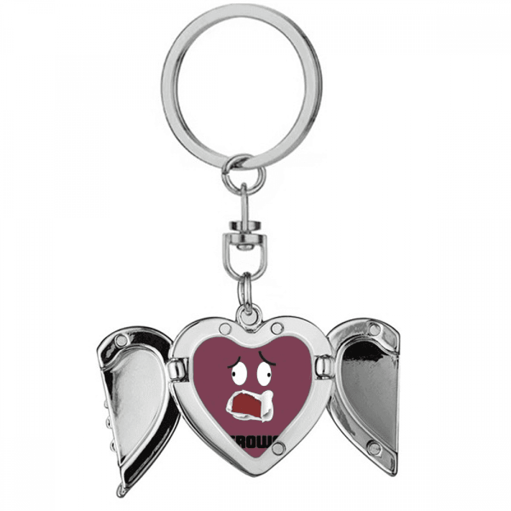 Red Emotion Worry Frown Eyebrow Heart Angel Wing Key Chain Holder ...