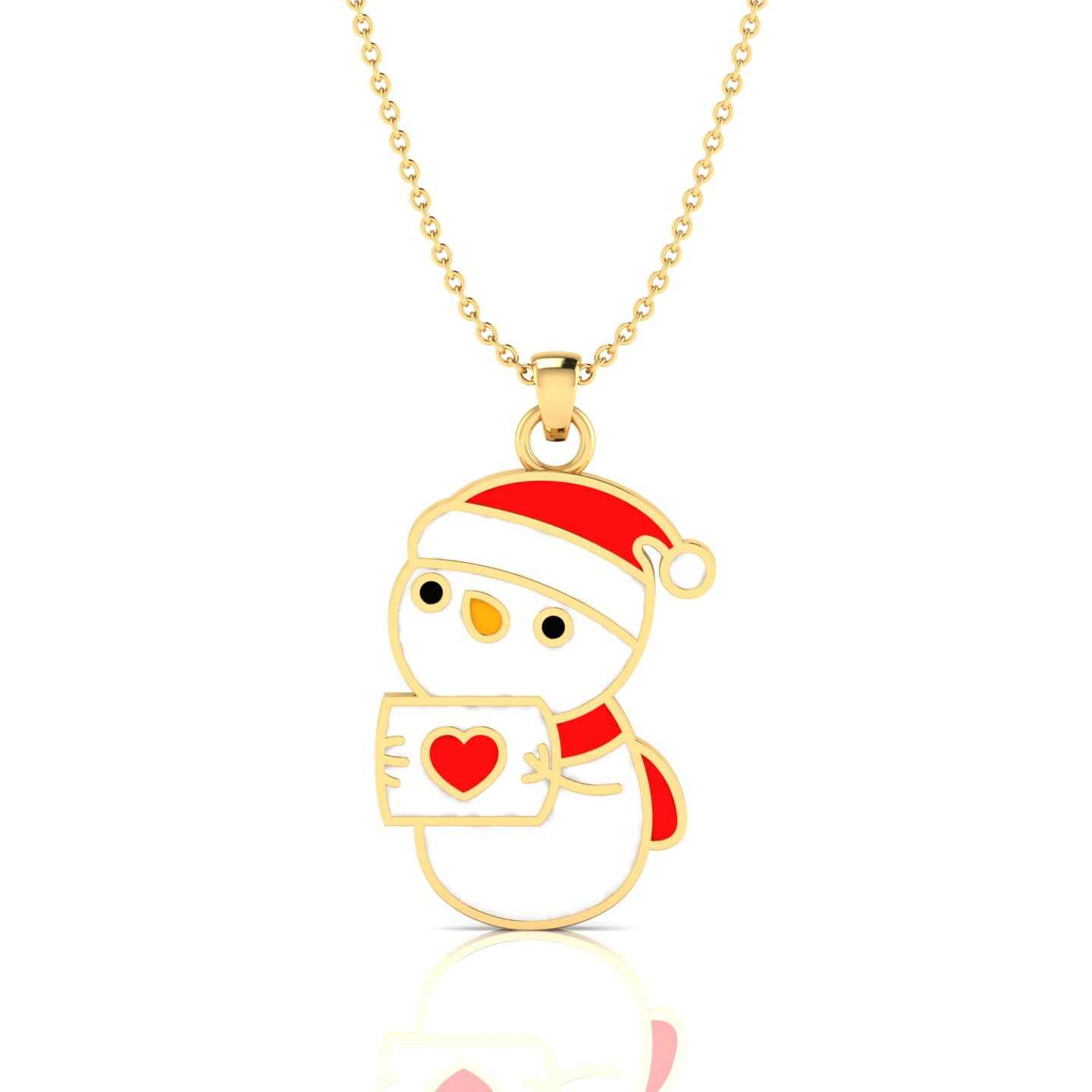 Red Enamel Gold Plated Snow Postman Charm Pendant Necklace for Women ...