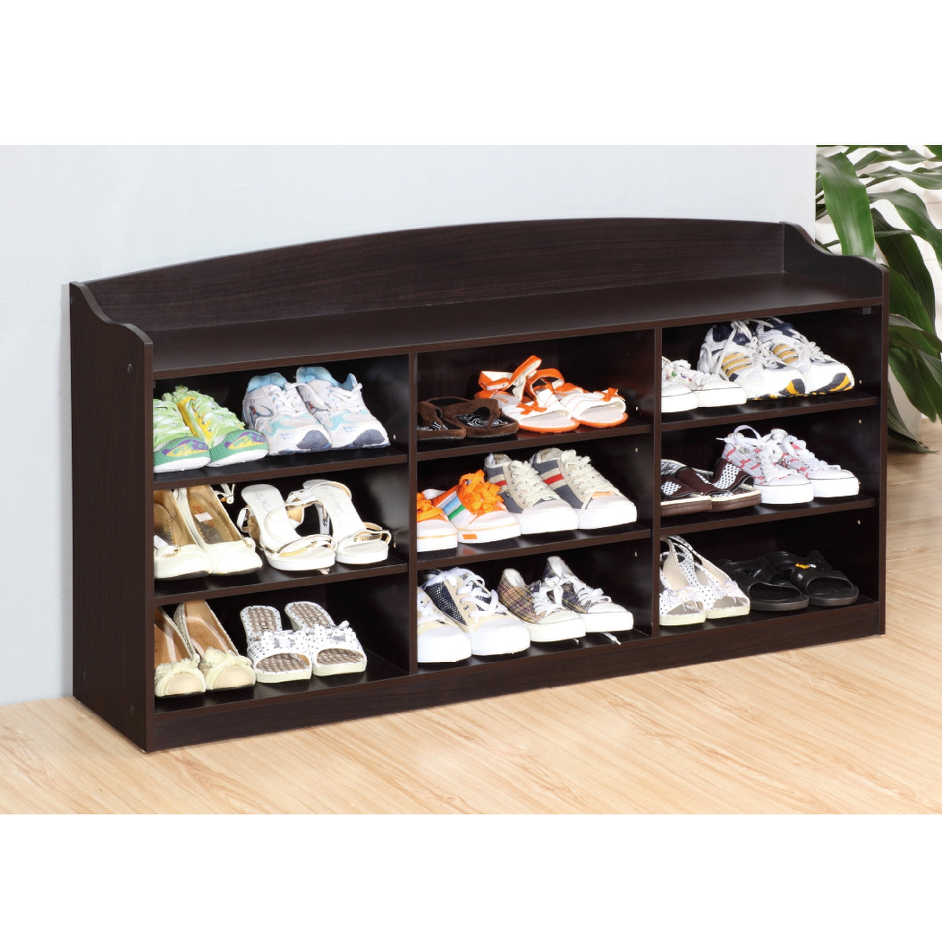 Red Entryway Shoe Cabinet With 9 Shelves, Fits 18 Pairs Of Shoes ...