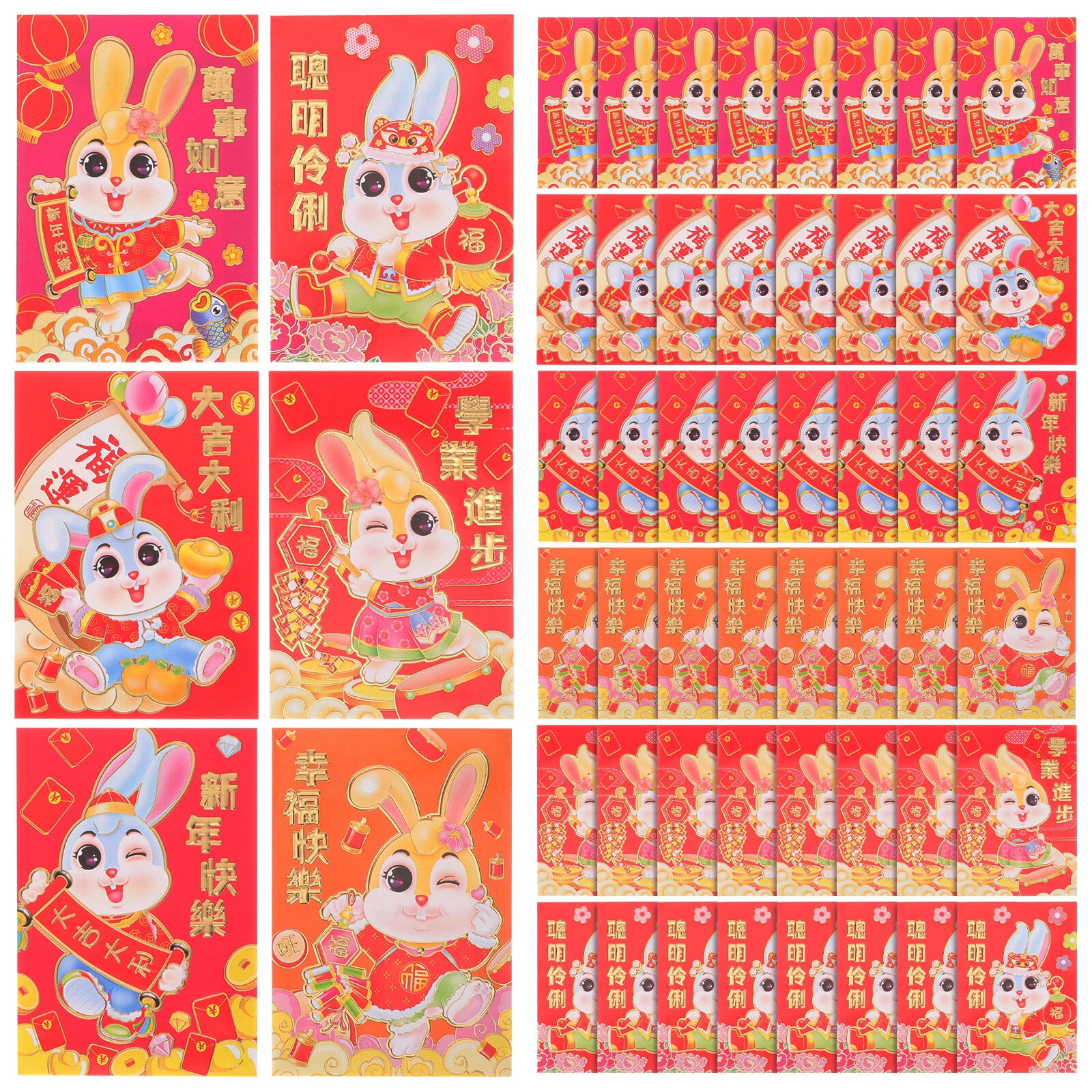 Hemoton Red Envelope for The Year of Rabbit Assorted Color Money Pouch ...