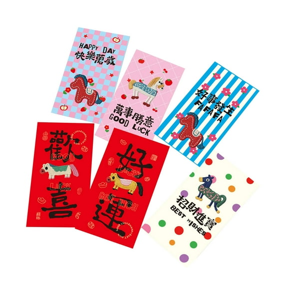 Red Envelopes Chinese New Year,6 Pcs Lunar New Year of The Horse 2026 ...