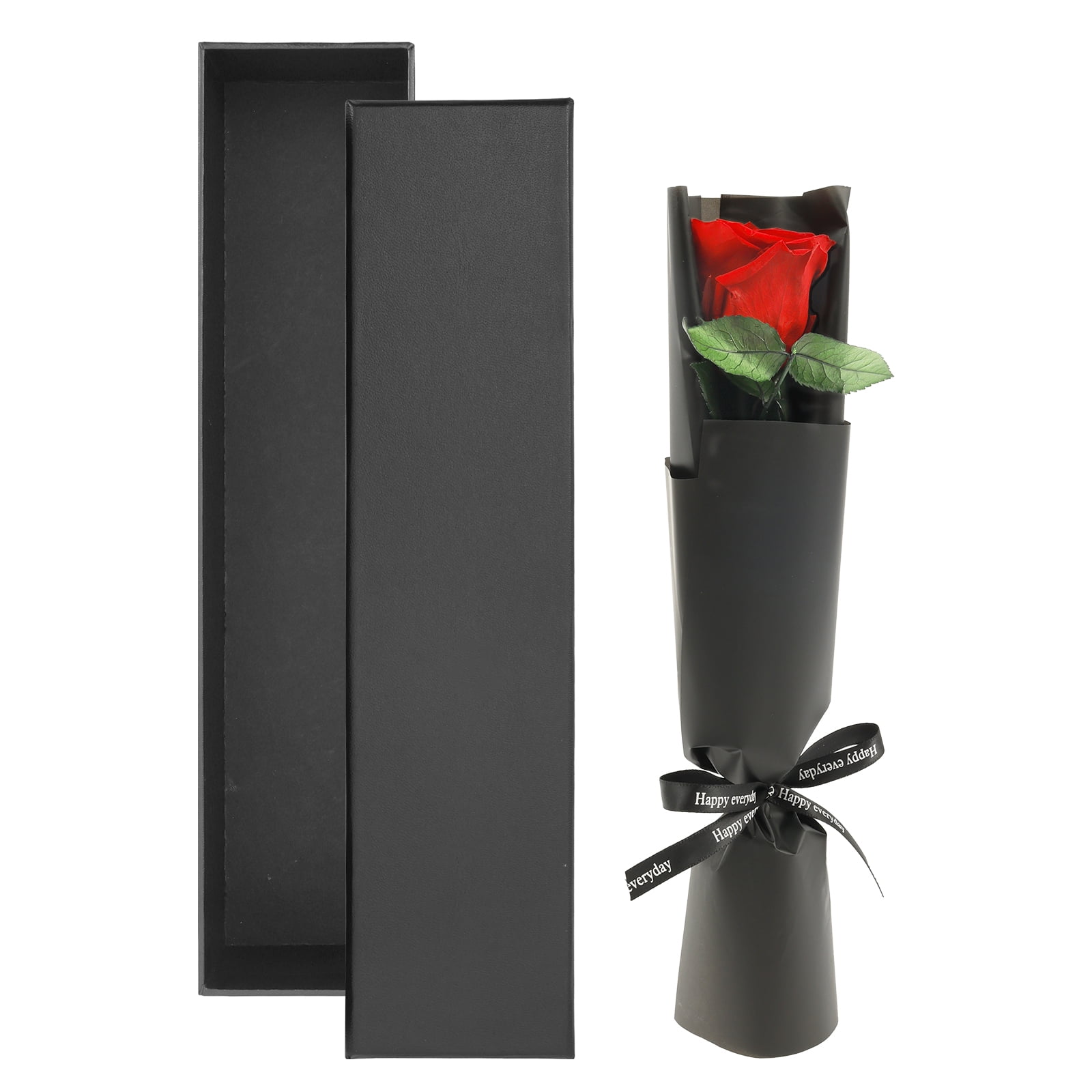 Red Eternal Rose with Stem Romantic Preserved Rose with Elegant Black ...
