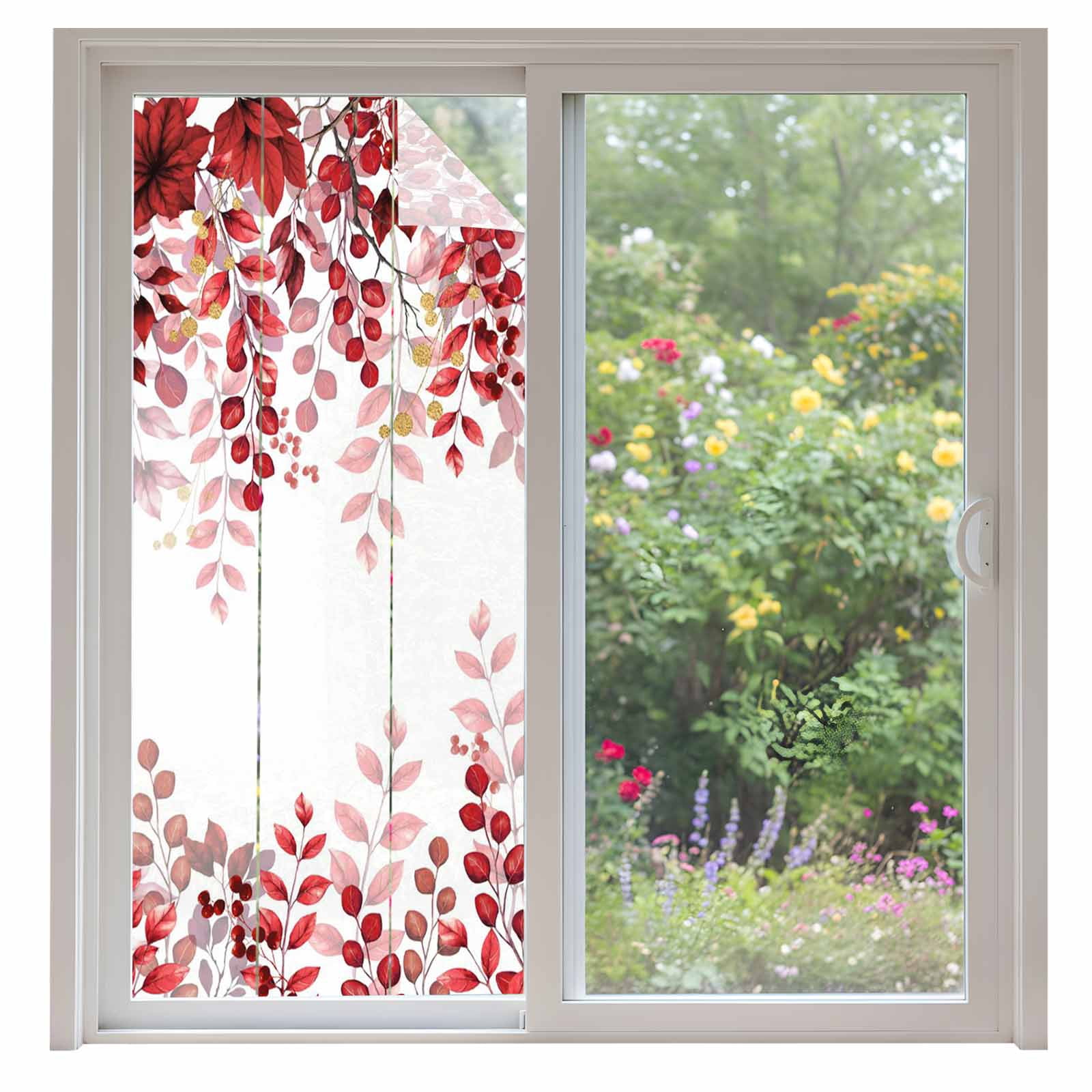 Red Eucalyptus Leaves Window Privacy Film, Summer Botanical Weeping ...