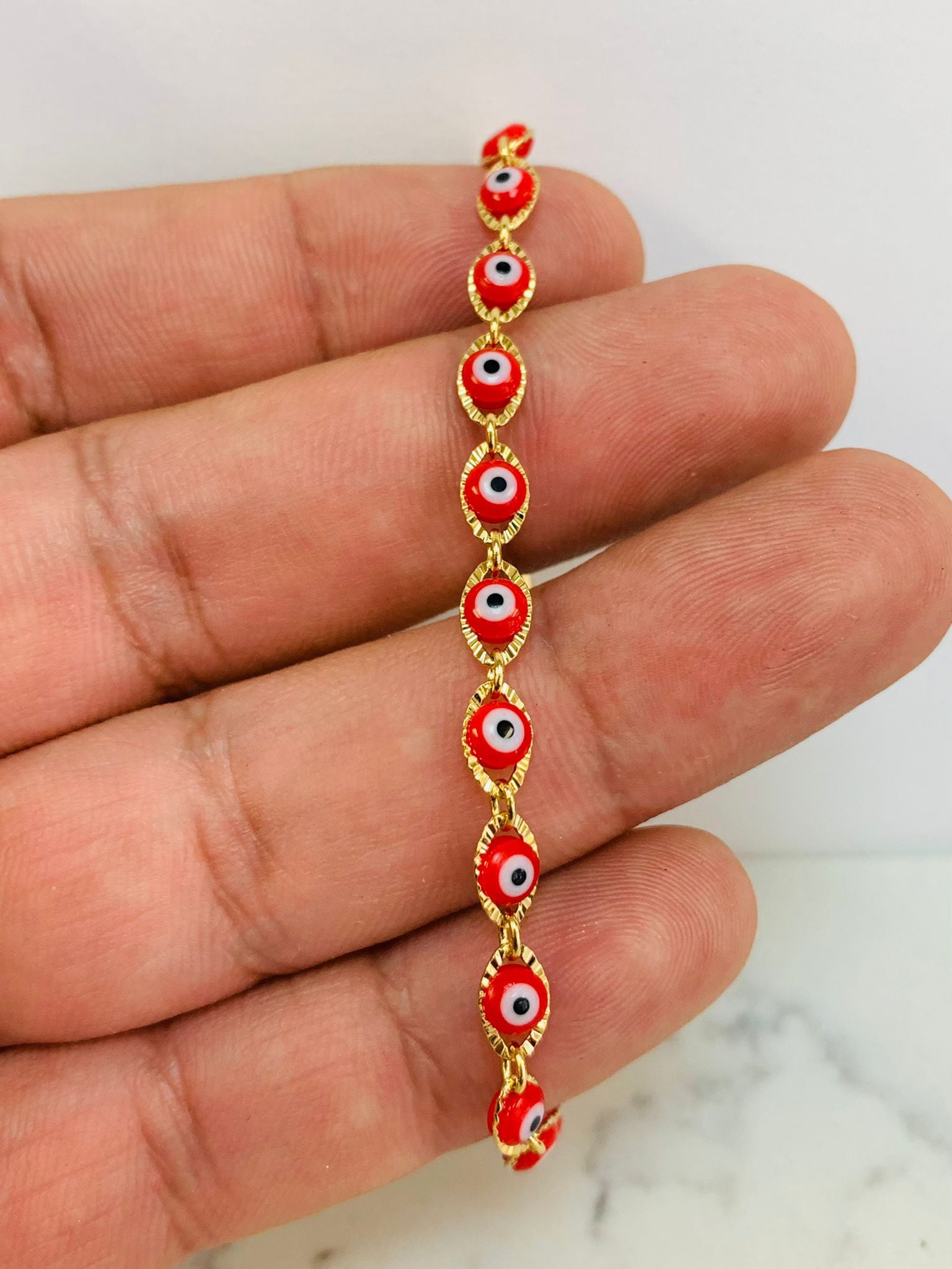Red Evil Eye Bracelet 7.5" / Gold Filled Bracelet / Evil Eye Jewelry ...