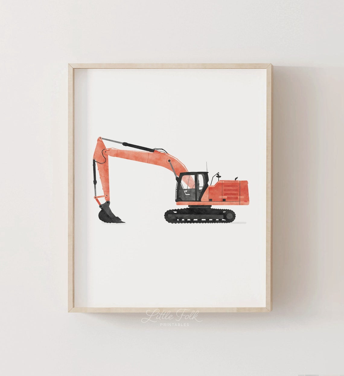 Red Excavator Poster Boys Room Decor Construction Vehicle Wall Art ...