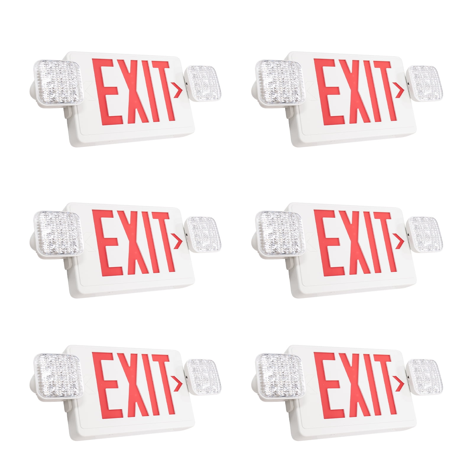Red Exit Sign with Emergency Lights, Two Adjustable Square Heads LED ...