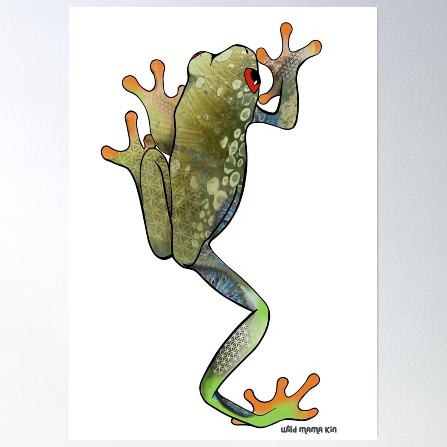 Red Eye Green Tree Frog Poster Wall Art, Modern Wall Decor, 8x12 ...