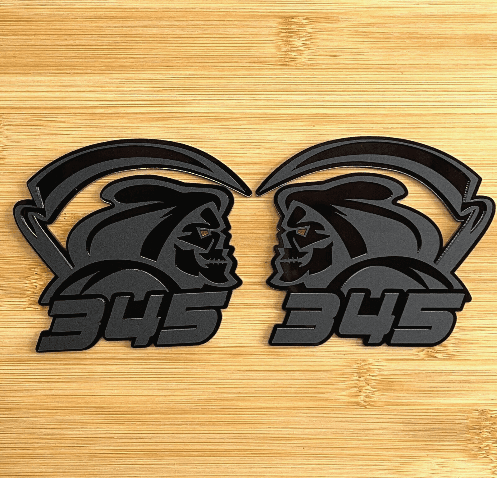 Red Eye Reaper 345 Car Truck Emblem Badge Matte Black on Black Custom ...