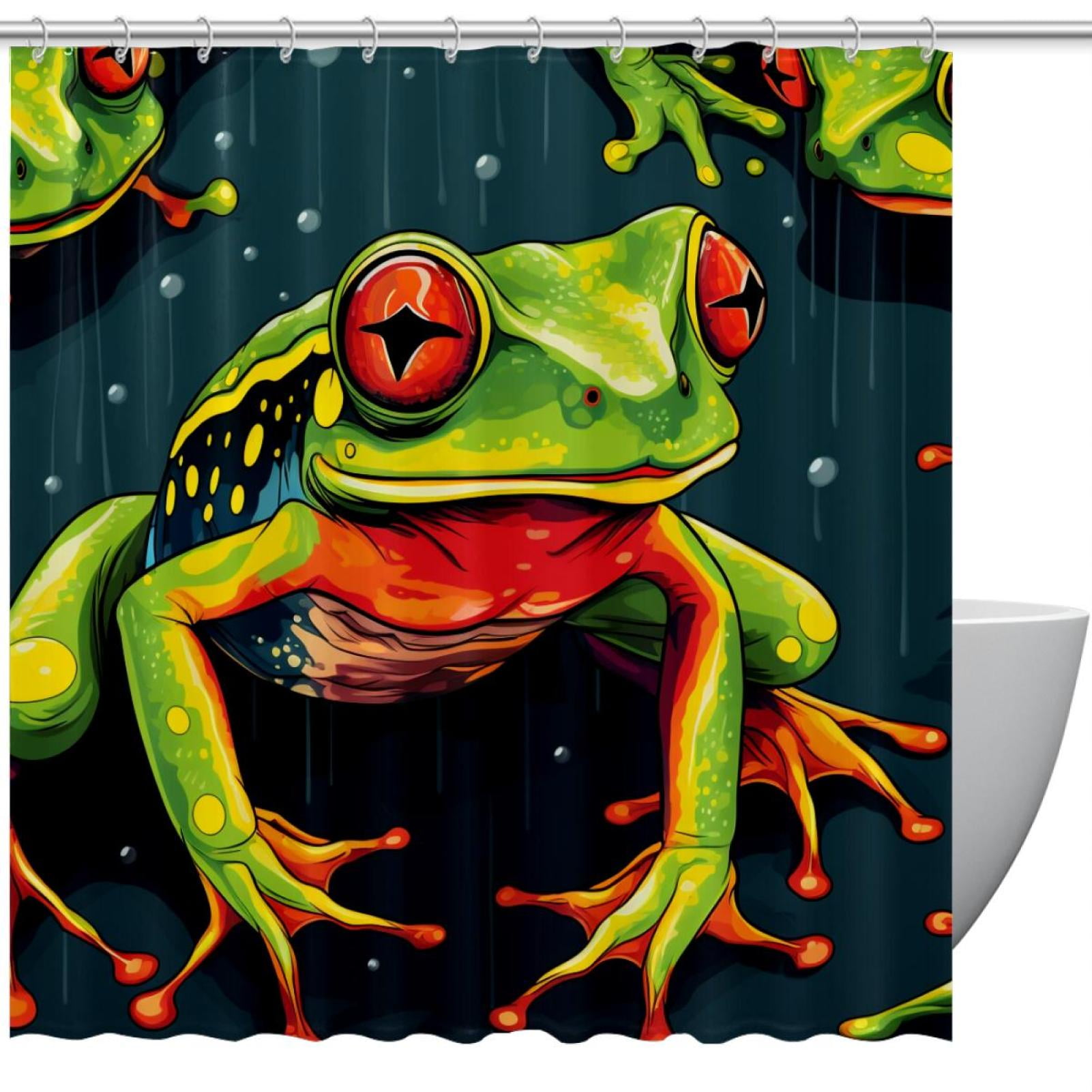 Red Eyed Frog Shower Curtain for Bathroom, Aesthetics Patterns Curtain ...