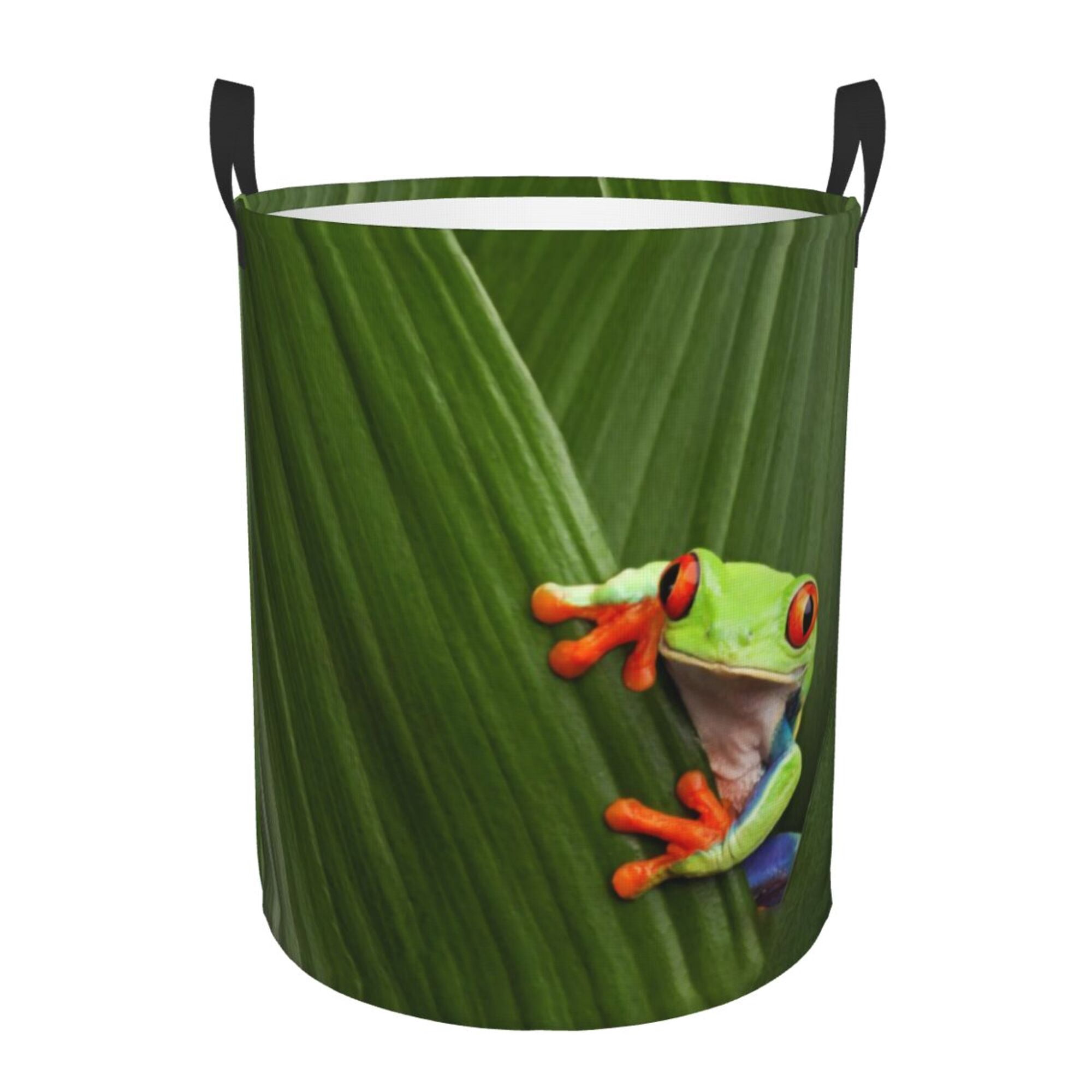 Red-Eyed Tree Frog Circular Laundry Basket (With Handle) Waterproof ...