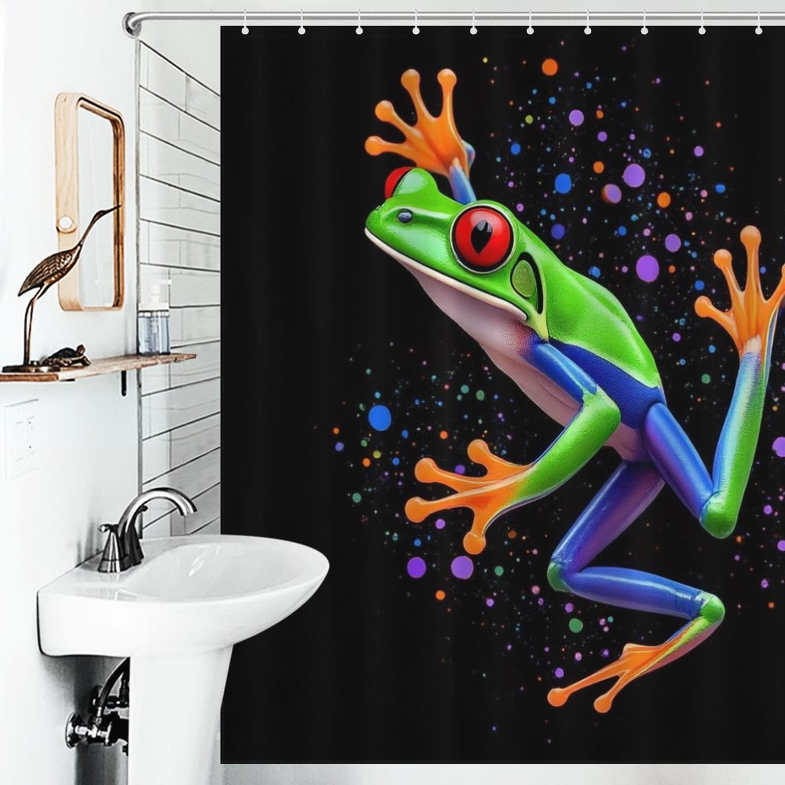 Red Eyed Tree Frog Watercolor Frog Keeper Frog Fan Shower Curtains for ...