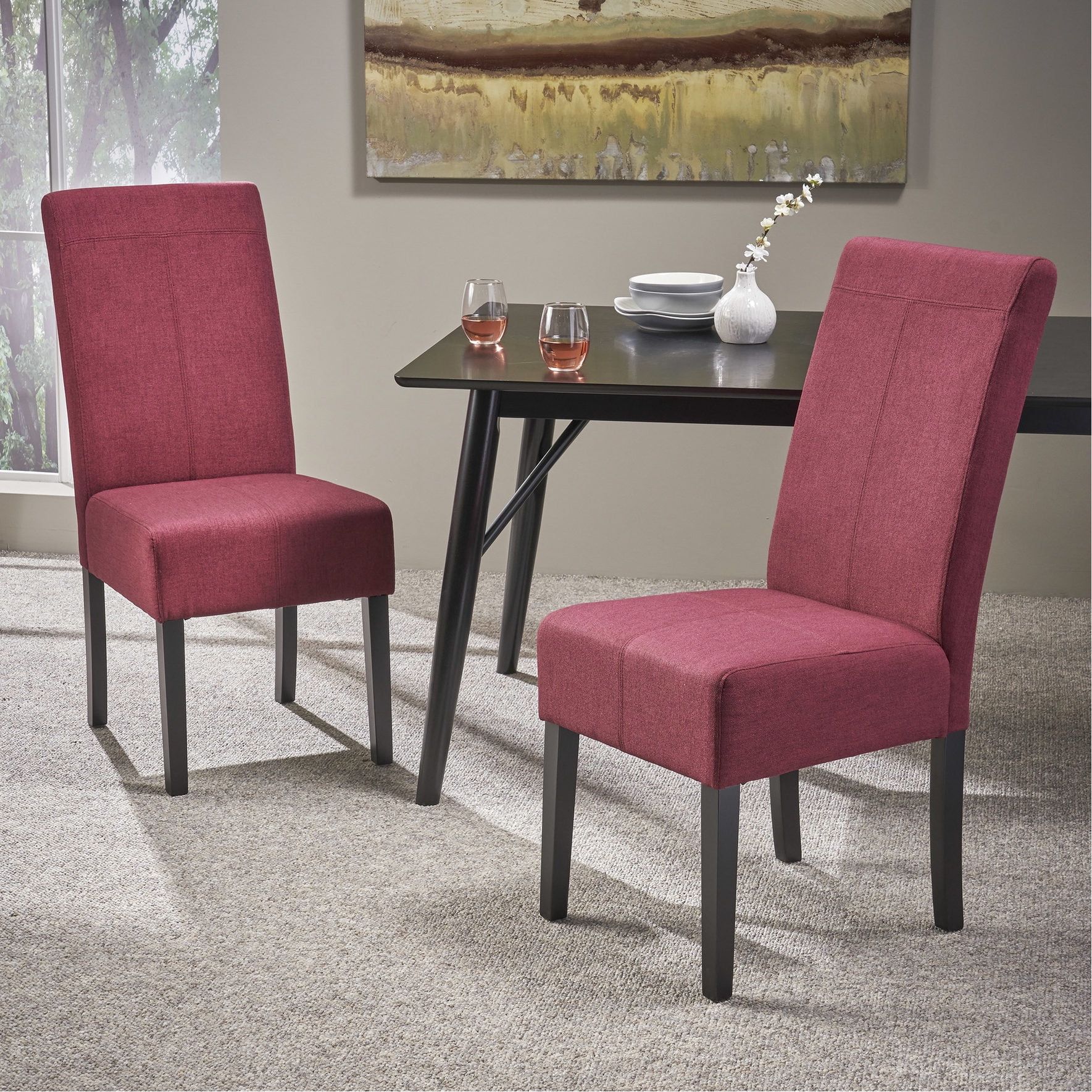 Minimalistic Red Fabric Chair Set - Fit Any Dining Table - Walmart.com