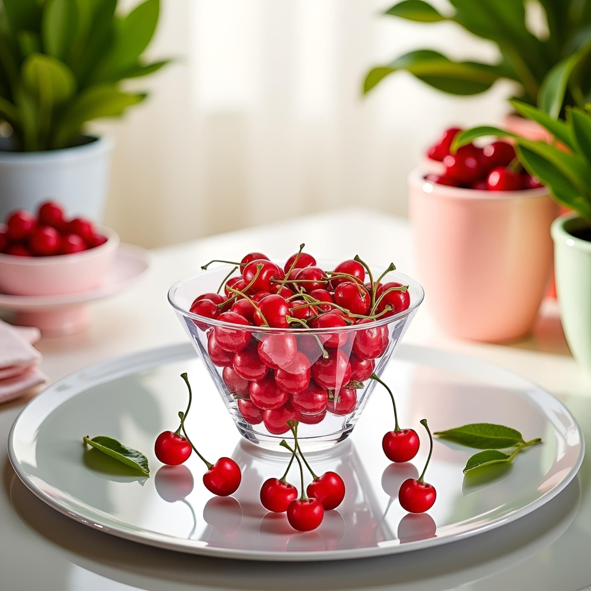 Red Fake Cherries, Artificial Lifelike Cherries Fruit for Faux Sundae ...