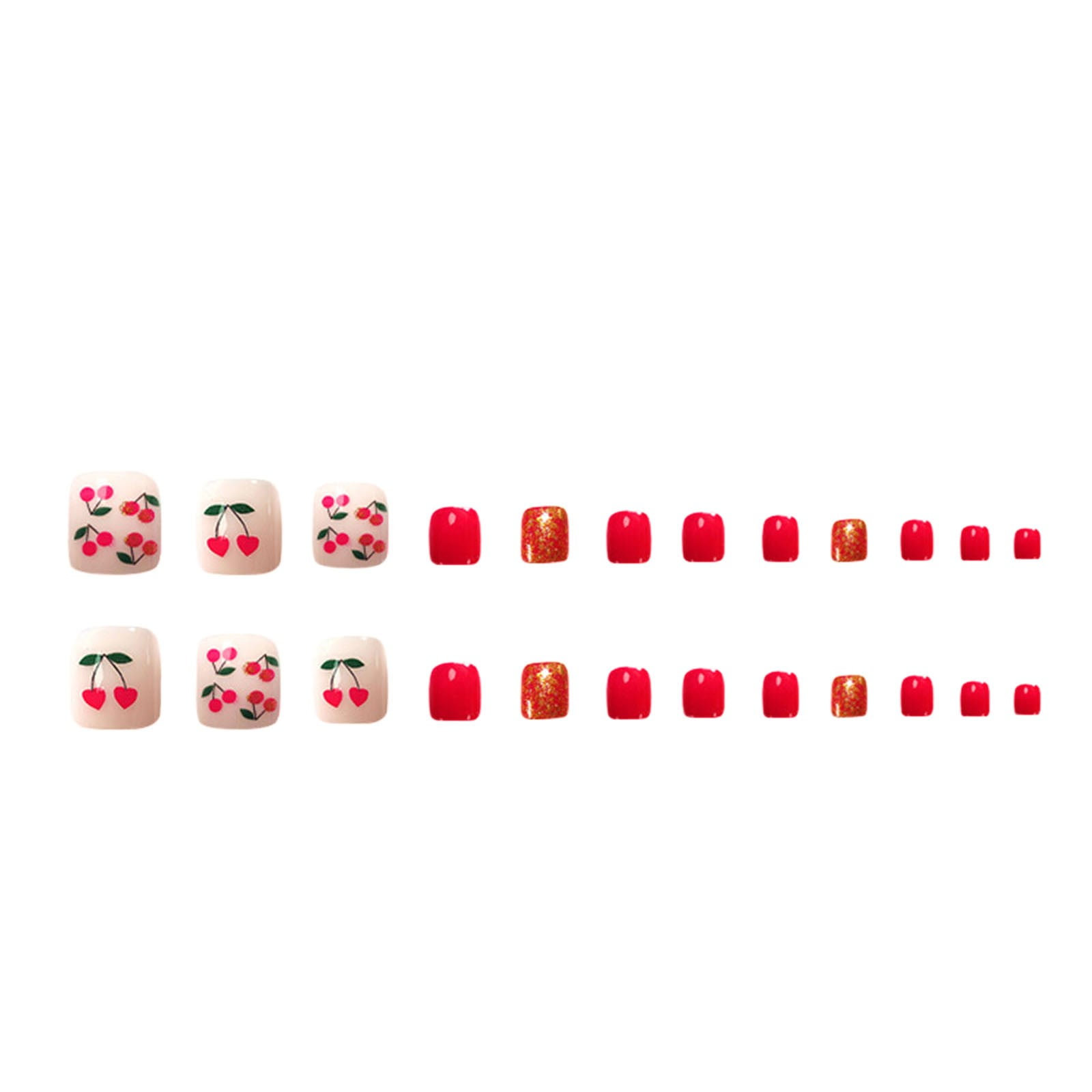 Red Fake Nails For Women 24 Pieces Of Wearable Full Paste Manicure False Nail Toenail Frosted