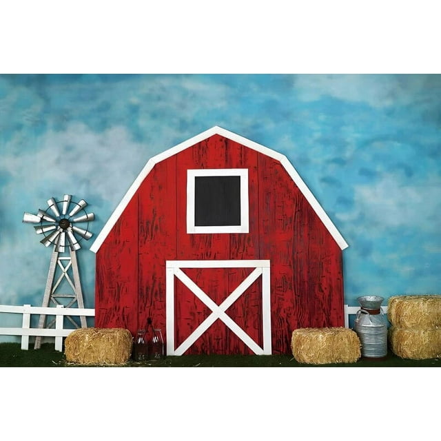 Red Farm Backdrop For Photography Farmhouse Barn Windmill Animal Baby ...