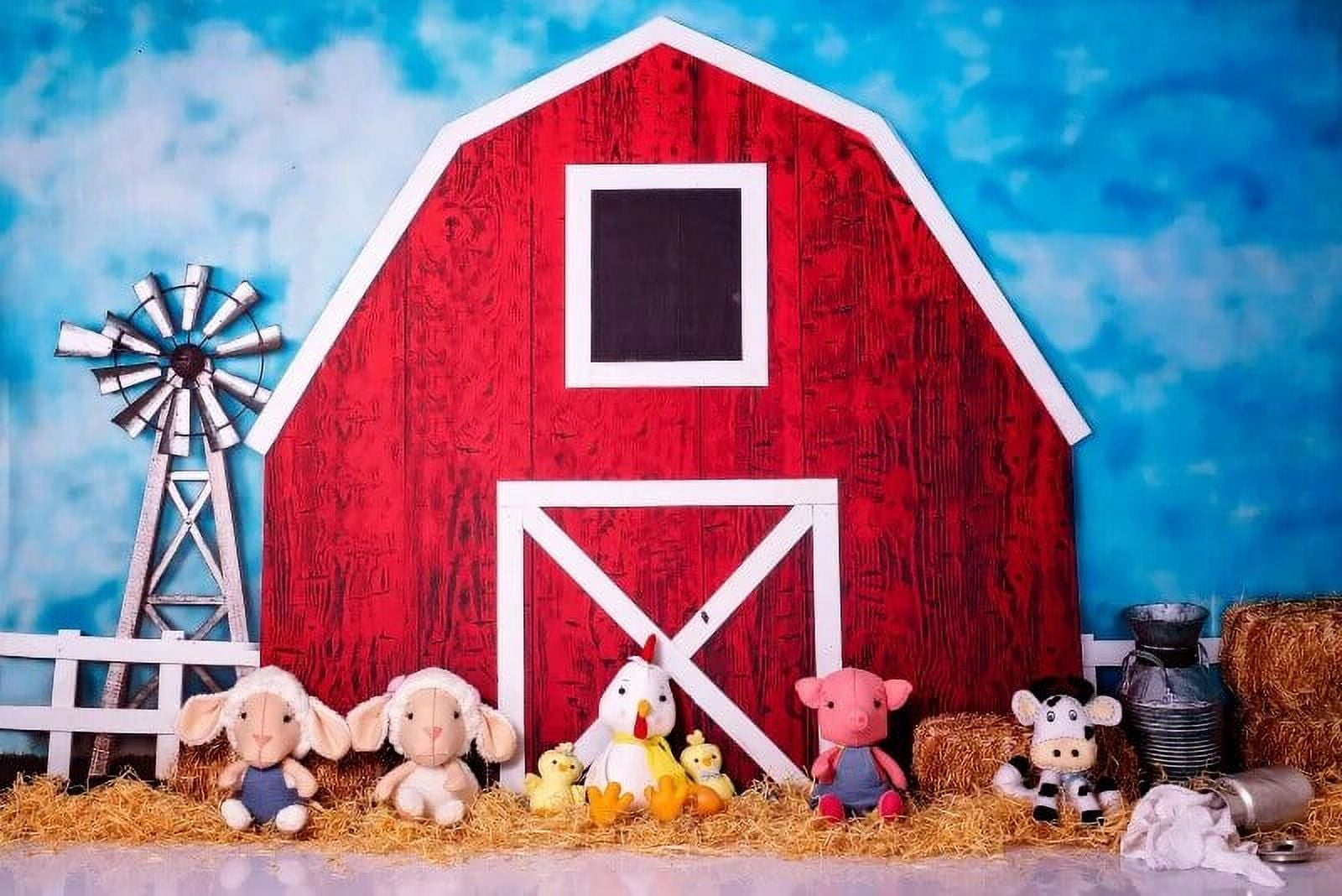 Red Farm Backdrop For Photography Farmhouse Barn Windmill Animal Baby ...