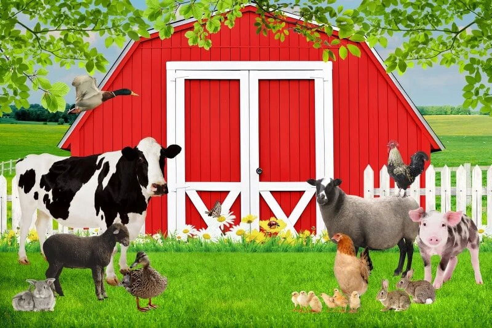 Red Farm Backdrop For Photography Farmhouse Barn Windmill Animal Baby ...