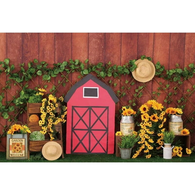 Red Farm Backdrop For Photography Farmhouse Barn Windmill Animal Baby ...
