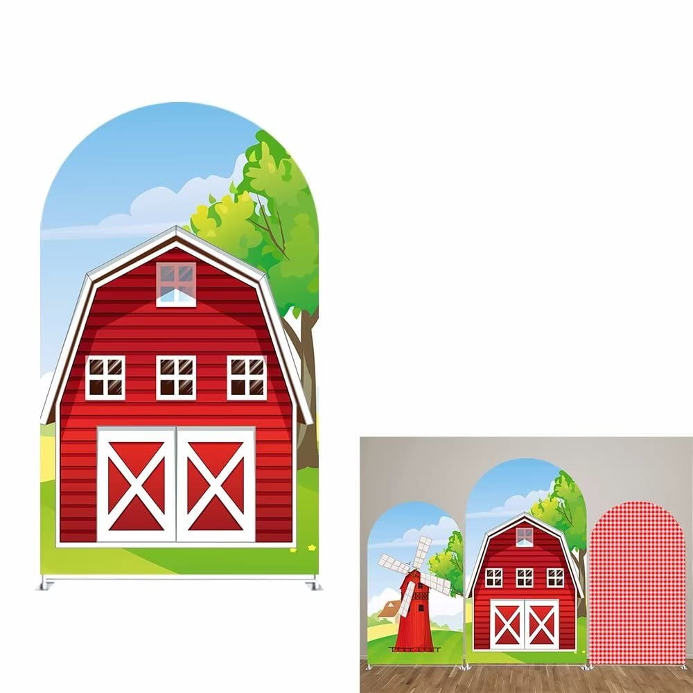 Red Farm Barn Arch Backdrop Cover Kids Red Farm Birthday Chiara ...