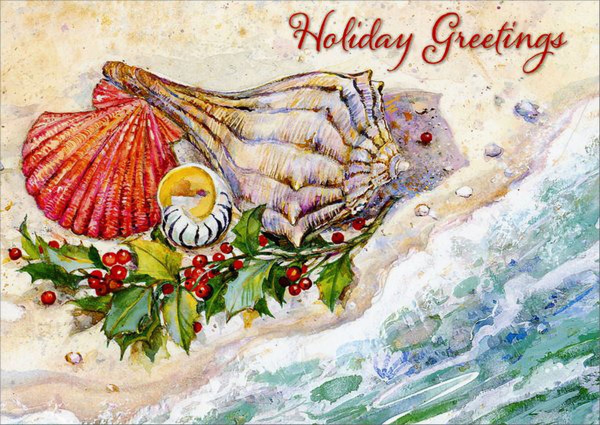 Red Farm Studios Shells on Beach Warm Weather Christmas Card (1 card/1 ...