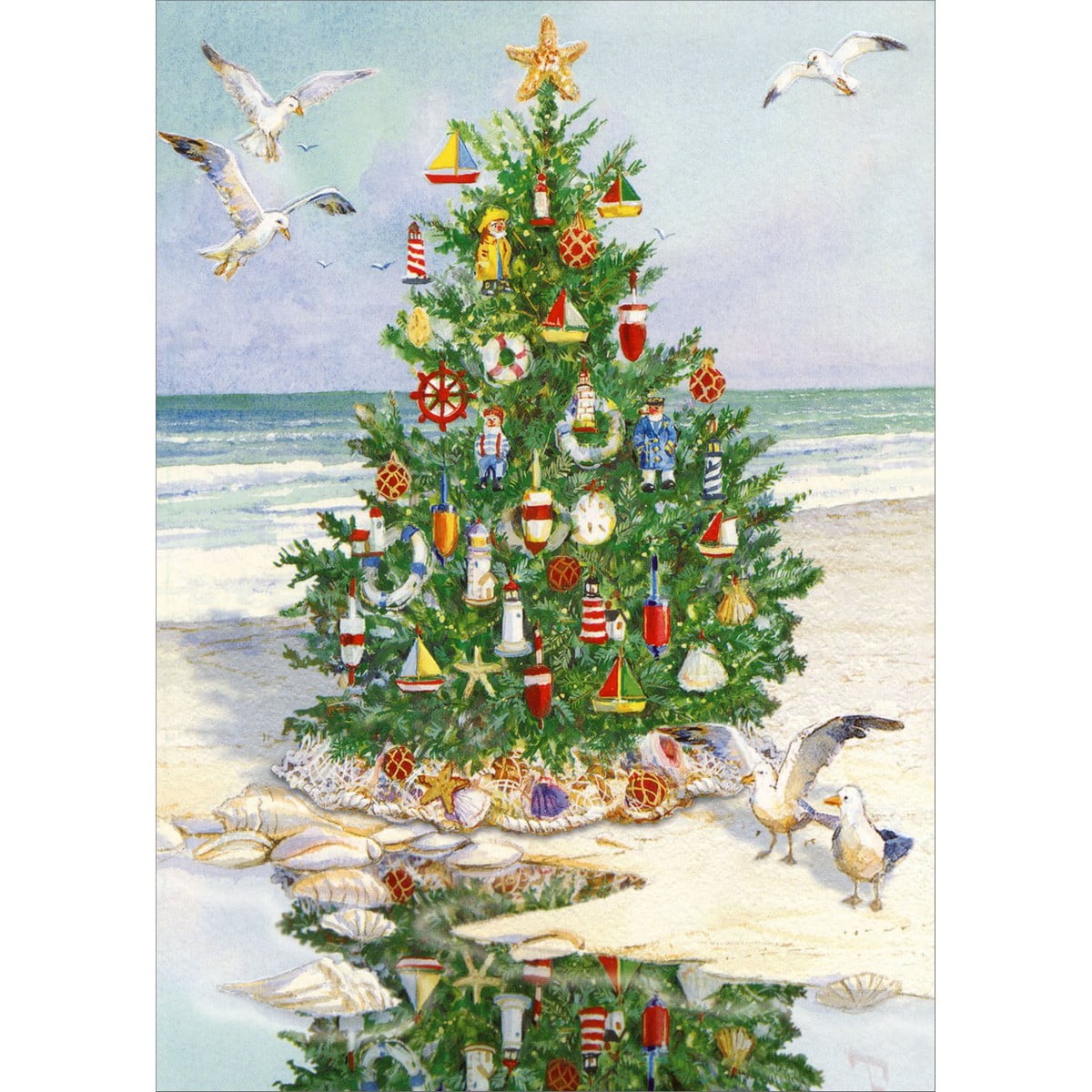 Red Farm Studios Tree with Shell and Nautical Decorations on Beach Box ...