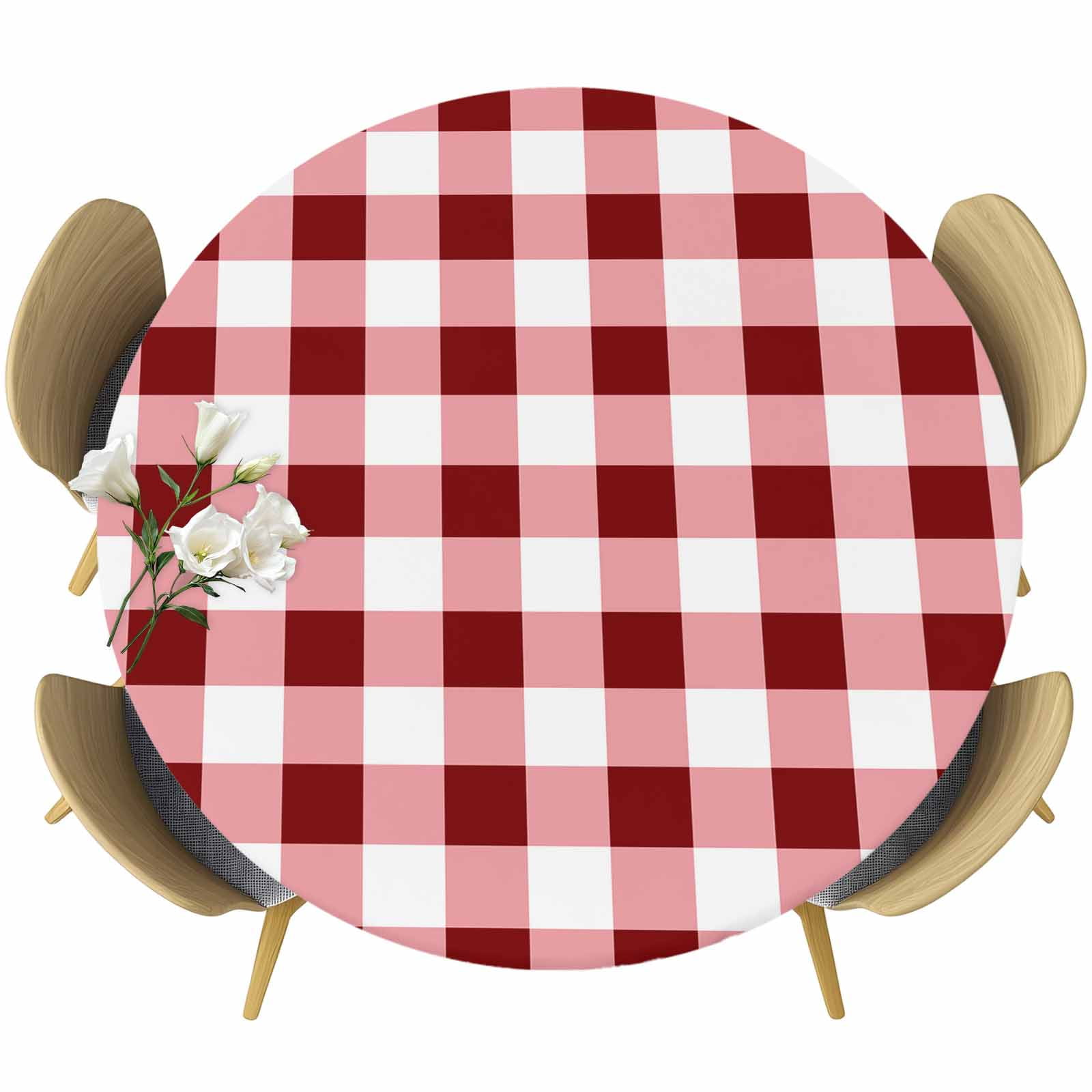 Red Farmhouse Round Tablecloth 36-44 Inch Round Fitted Table Cloth with ...