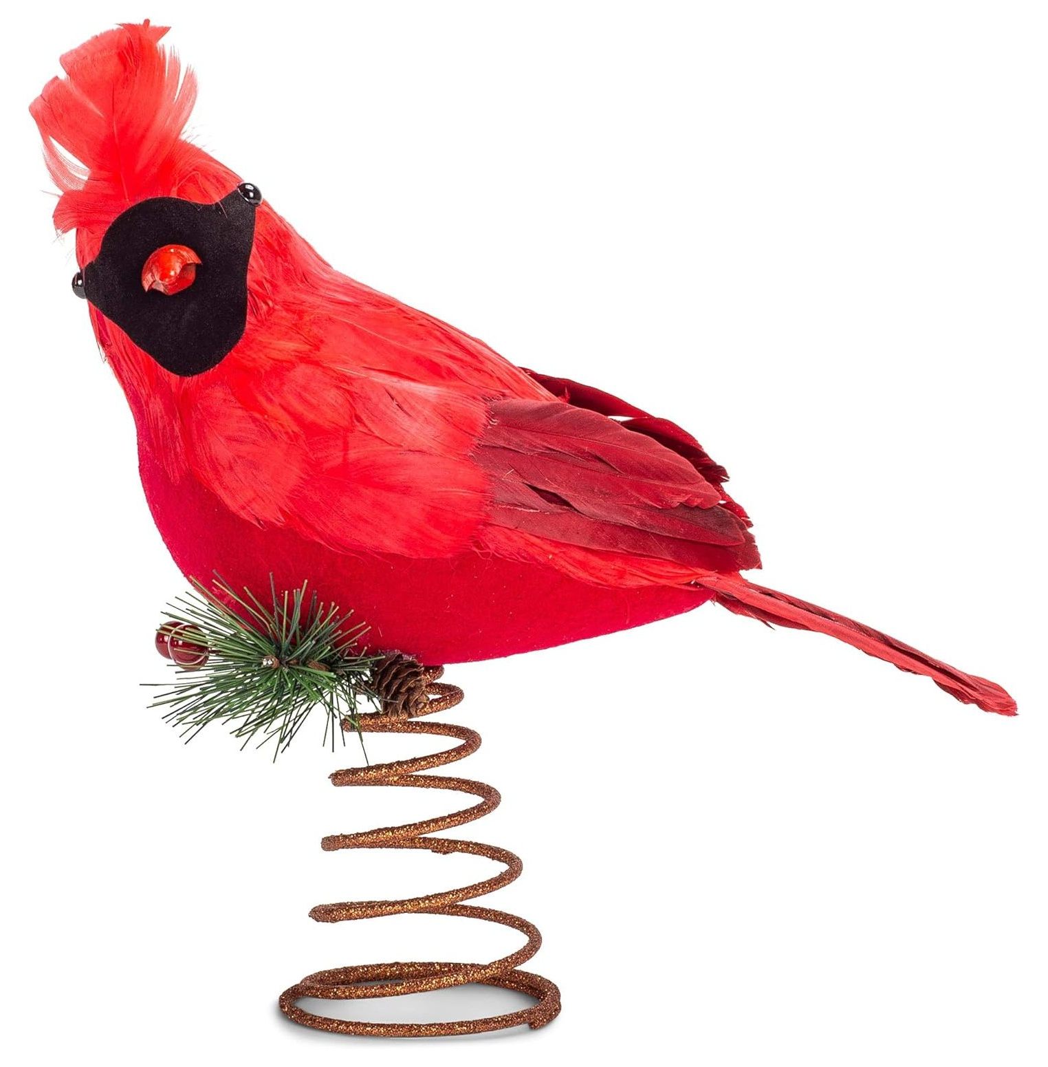 Red Feathered Cardinal 10 inch Metal Holiday Christmas Tree Topper ...