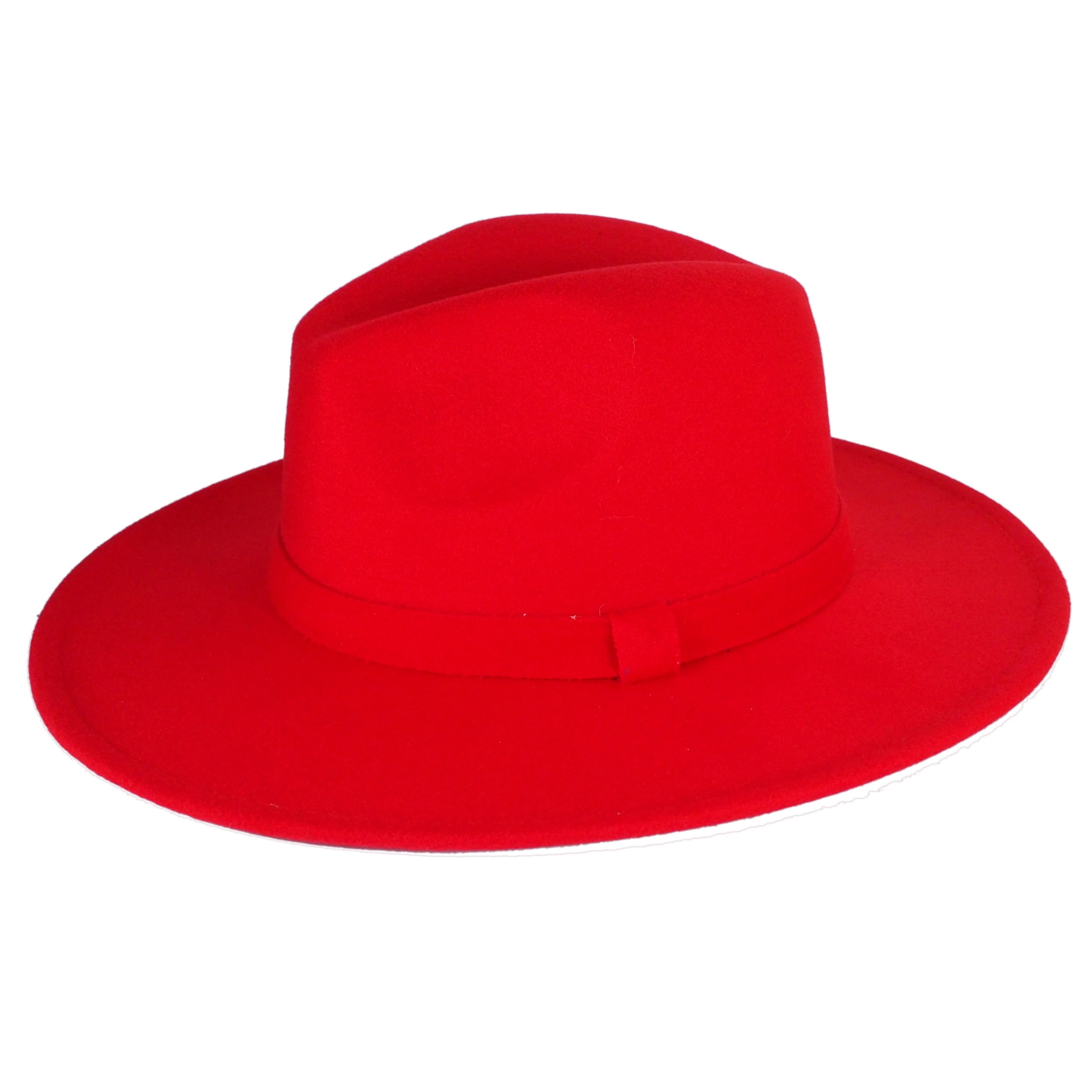 Red Fedora Panama Upturn Wide Brim Cotton Blend Felt Hat - Walmart.com