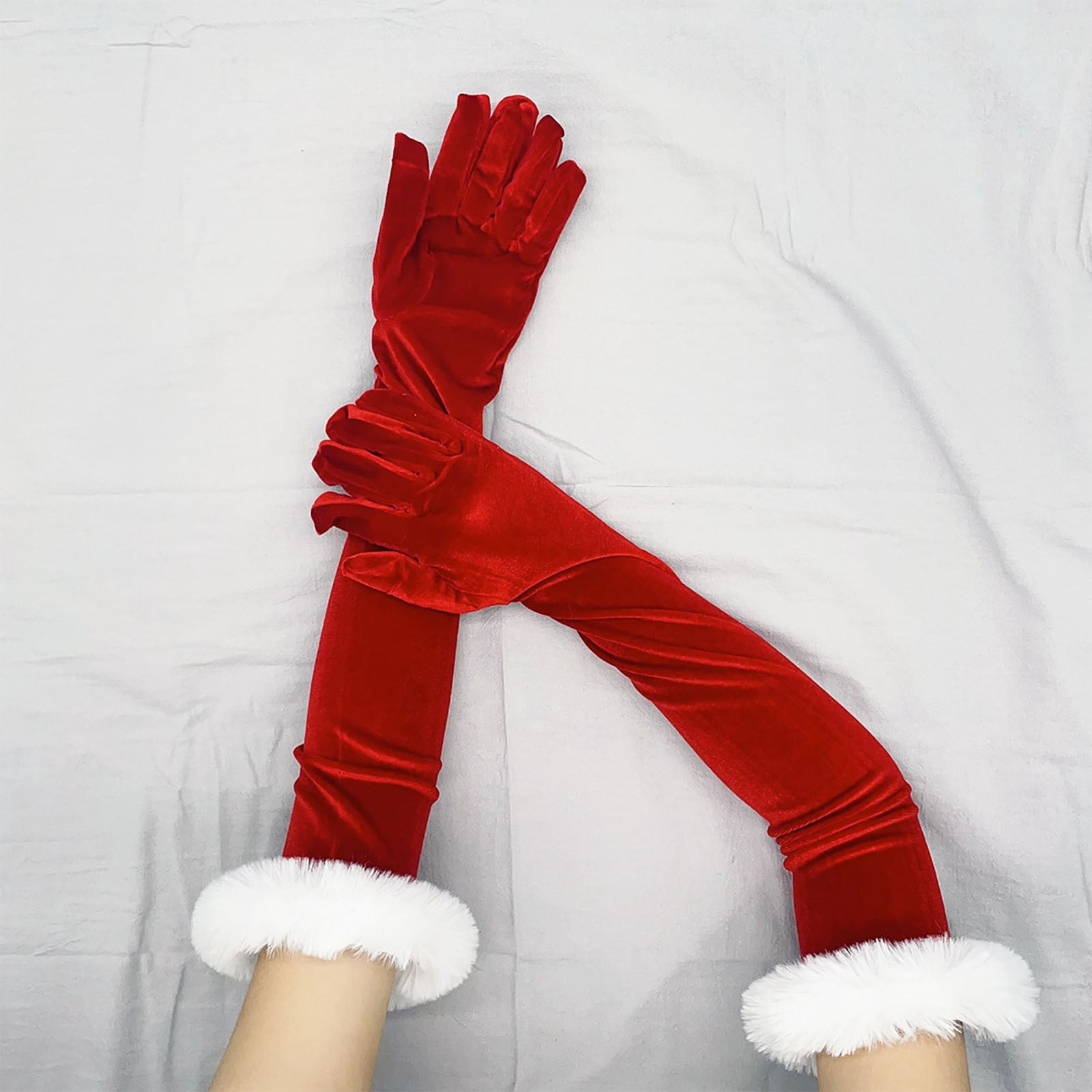 Red Fingerless Gloves with Mitten Cover Gloves Mittenschristmas Cosplay ...