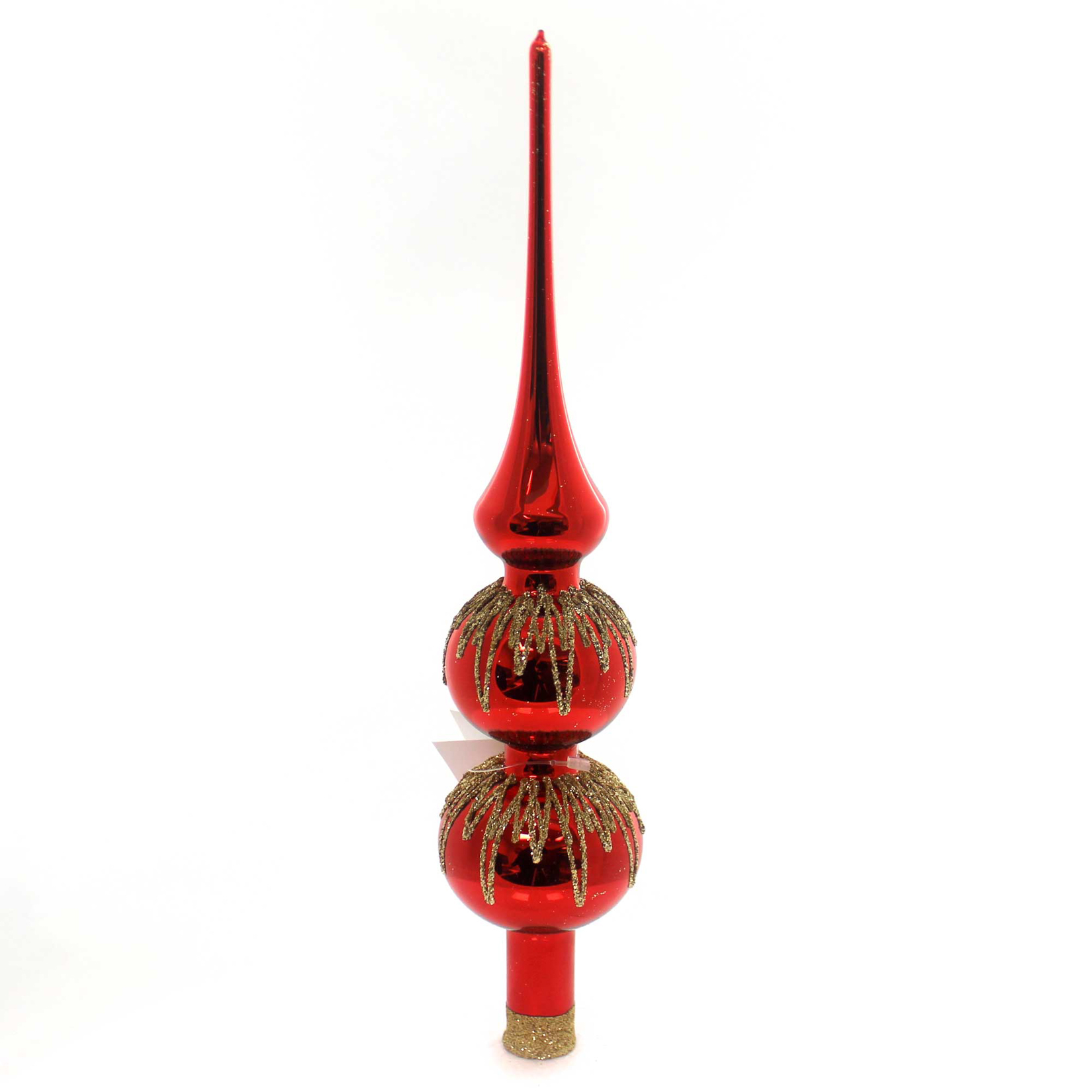 Red Finial W/ Gold Icicles - 1 Tree Topper 12 Inch, Glass - Tree Topper ...